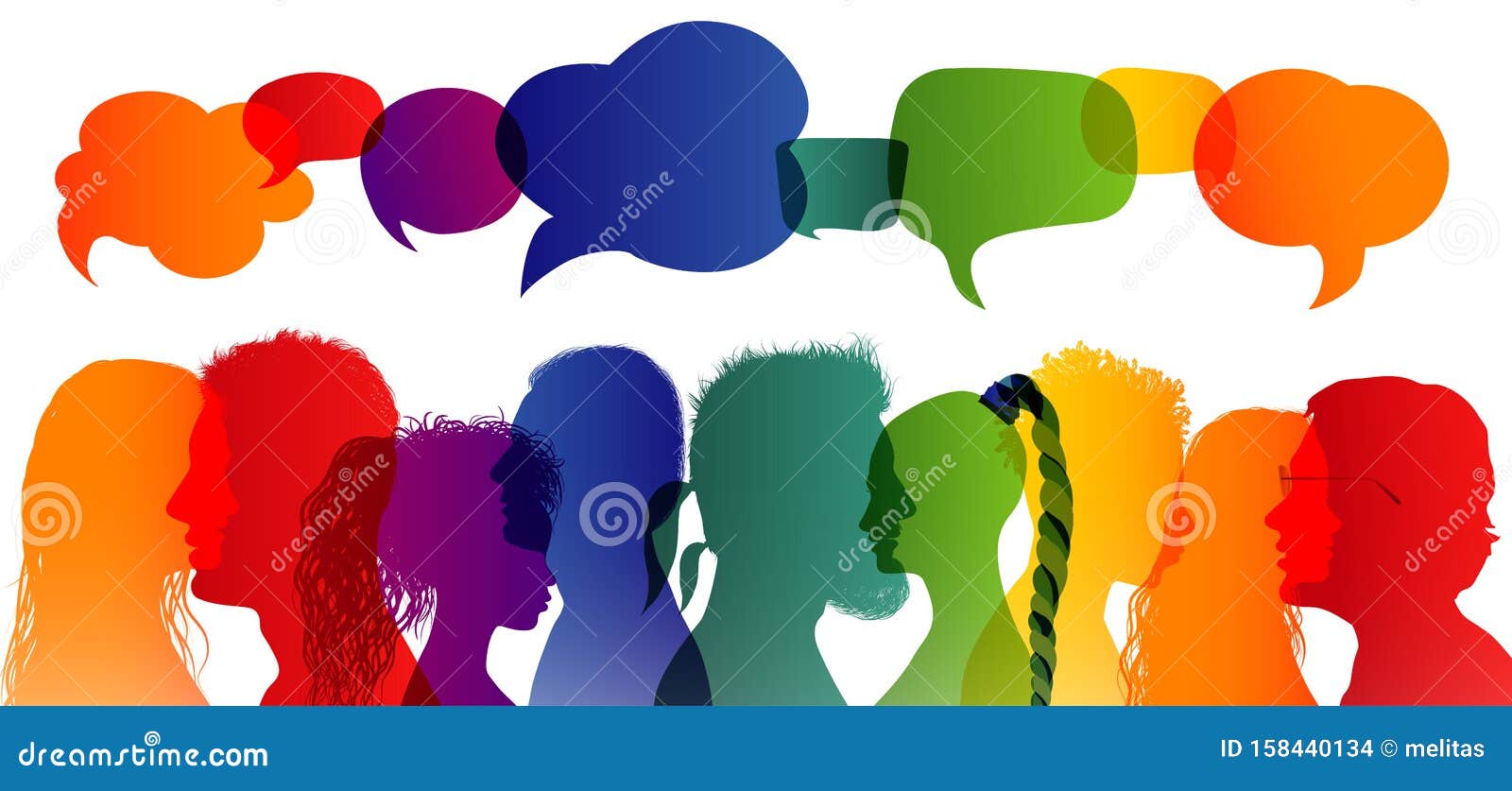 Communication between People. Crowd Talking. Speech Bubble. Dialogue ...