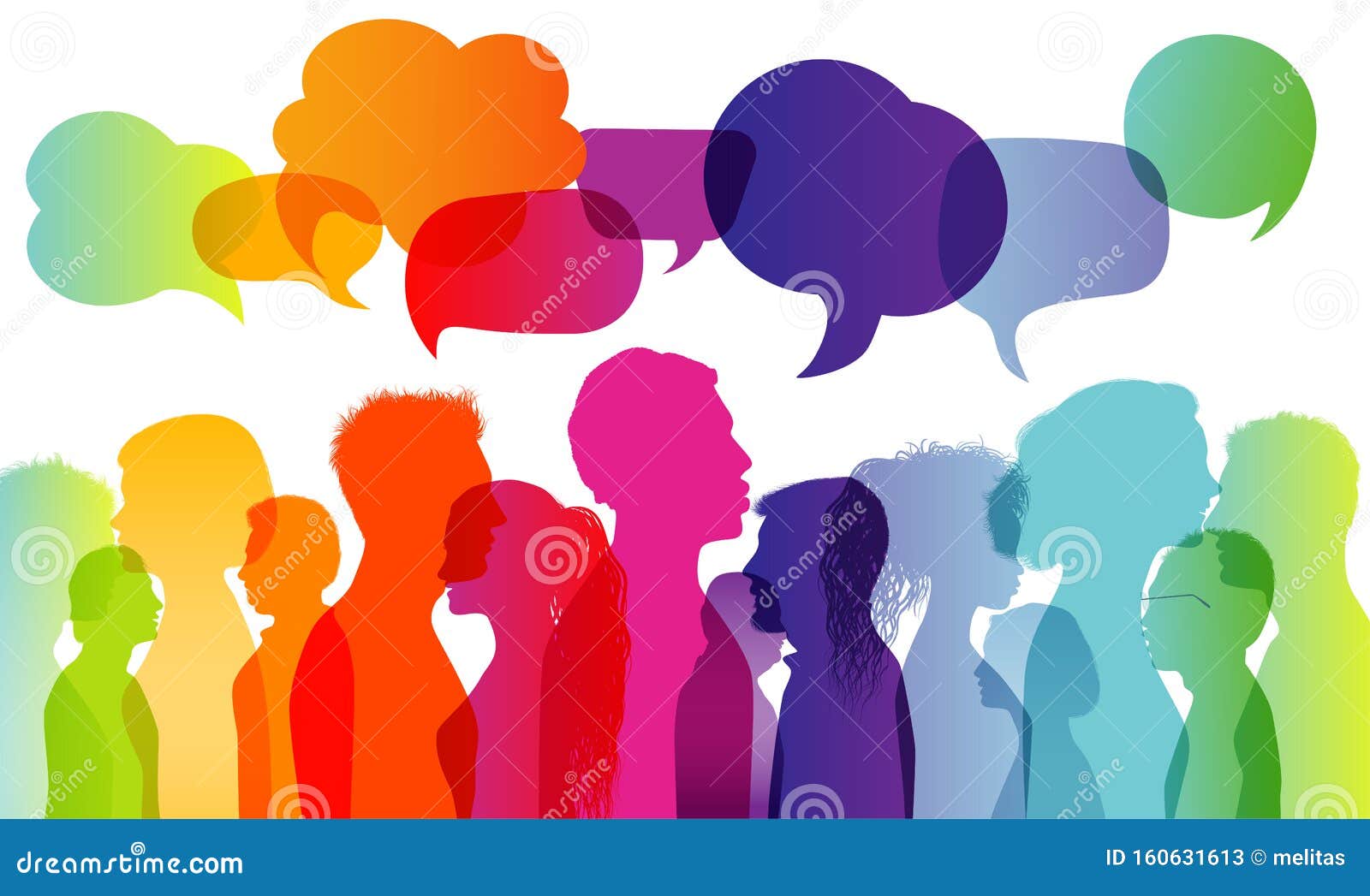 Crowd Talking. Dialogue Group Diverse People Different Cultures ...