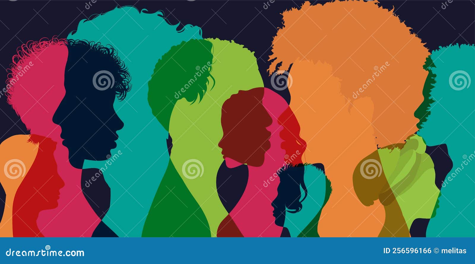 Poster Silhouette Side Group of Men and Women of Diverse Cultures ...