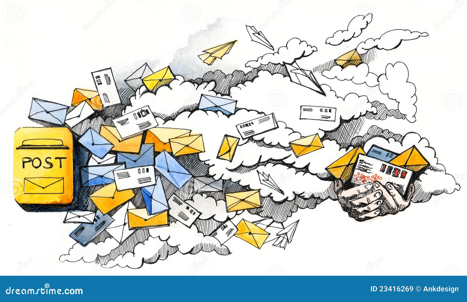 Post stock illustration. Illustration of inbox, hand - 23416269