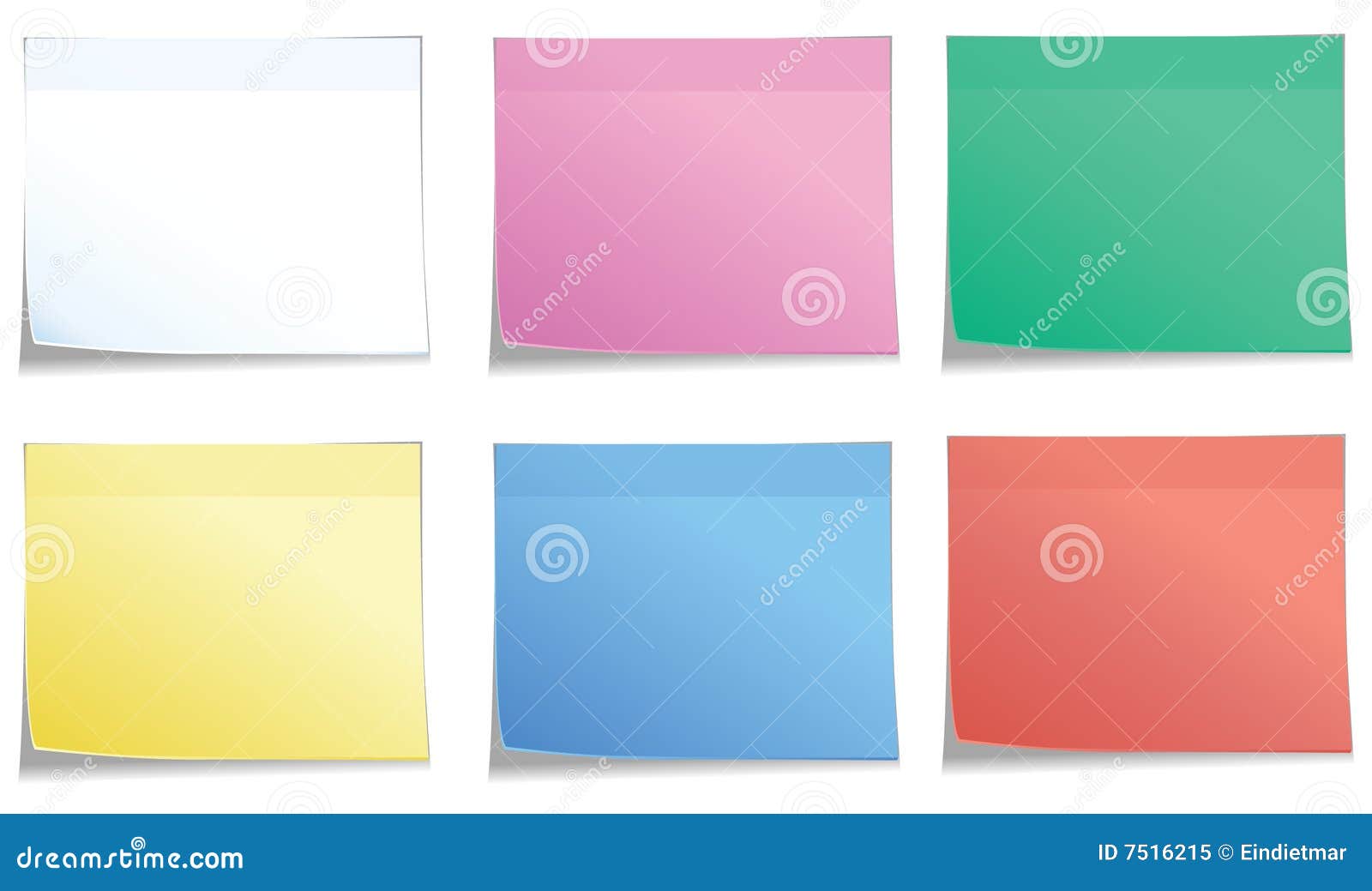 Post-it in 6 Farben stock abbildung. Illustration von gelb - 7516215