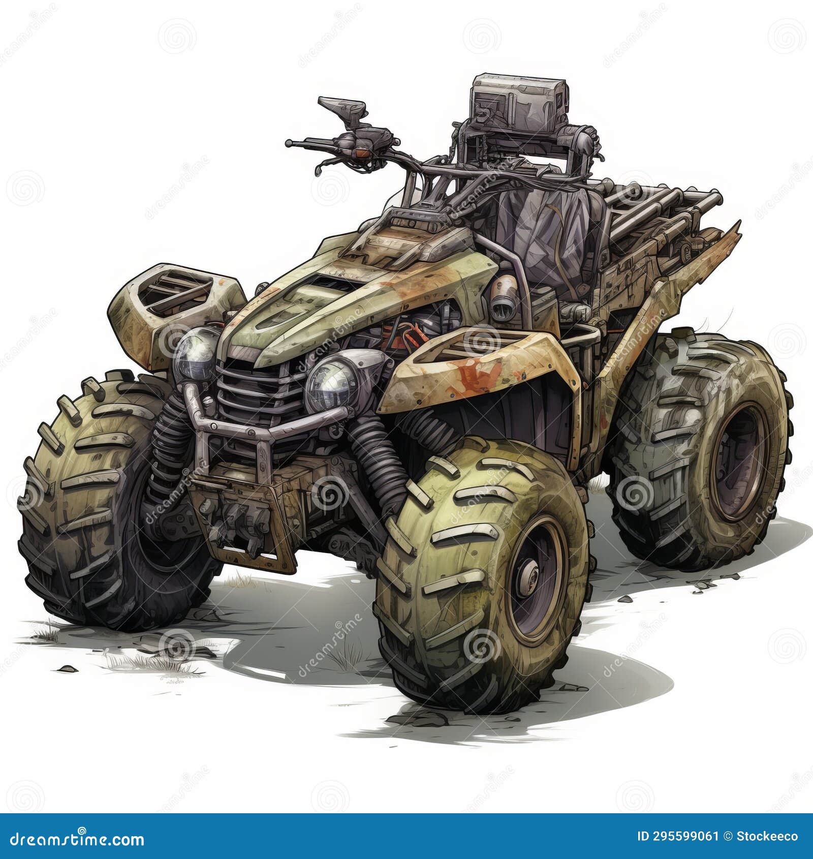 Post-apocalyptic Atv: Realistic Fantasy Artwork with Guns Stock ...