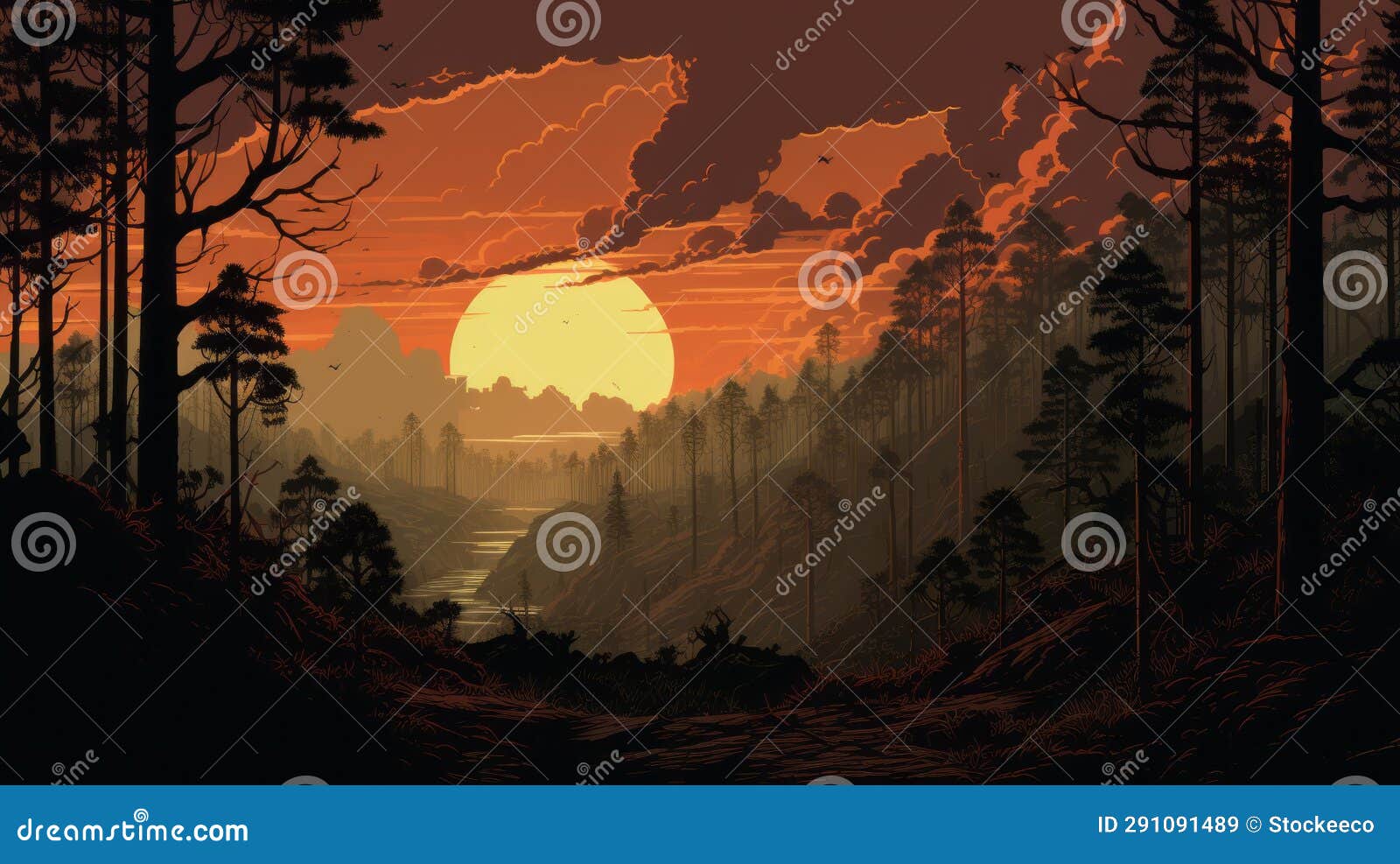 Post-apocalyptic Autumn Sun Over Hillside: Sublime Wilderness ...