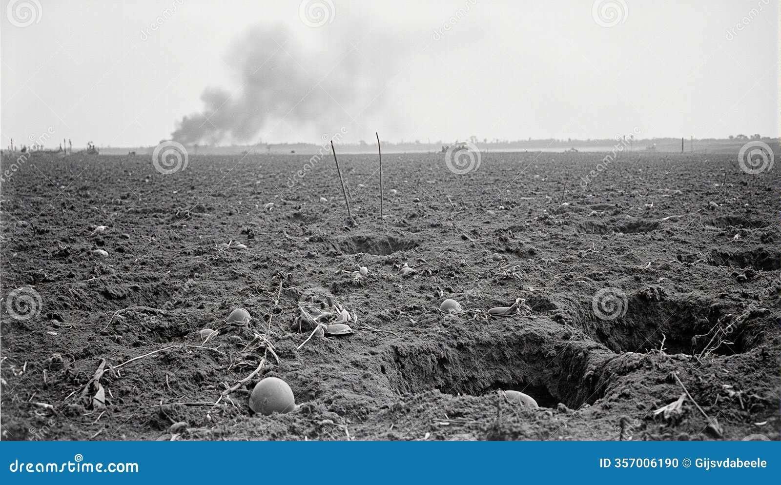 Post Apocalyptic Battlefield with Debris and Smoke Haze Stock ...