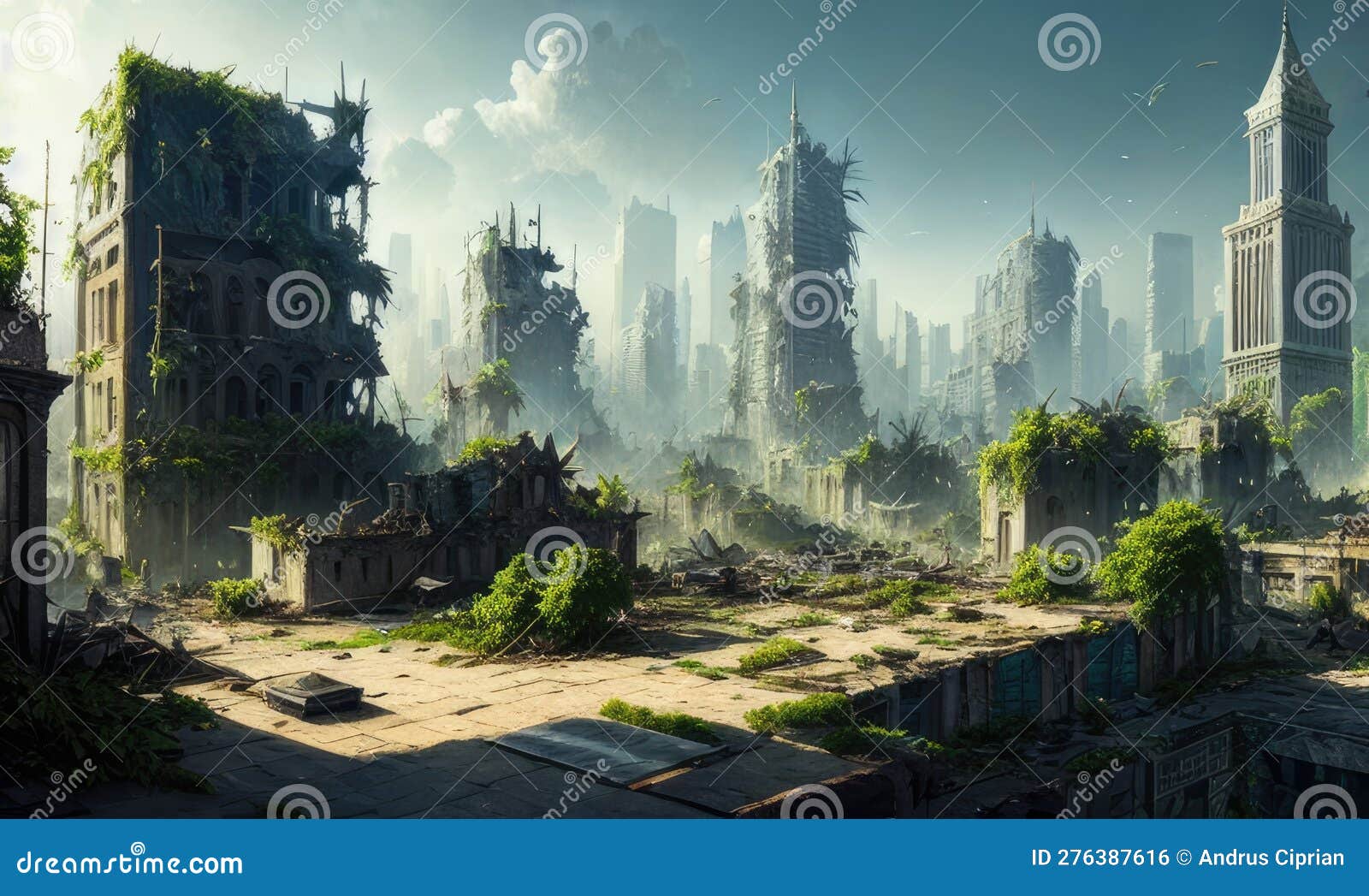 Post-apocalyptic City Taken Stock Illustration - Illustration of ...