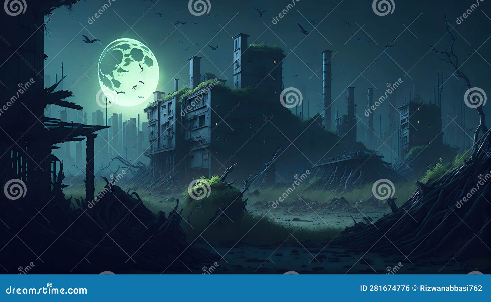 A Post Apocalyptic Cityscape with a Desolate Landscape Stock ...