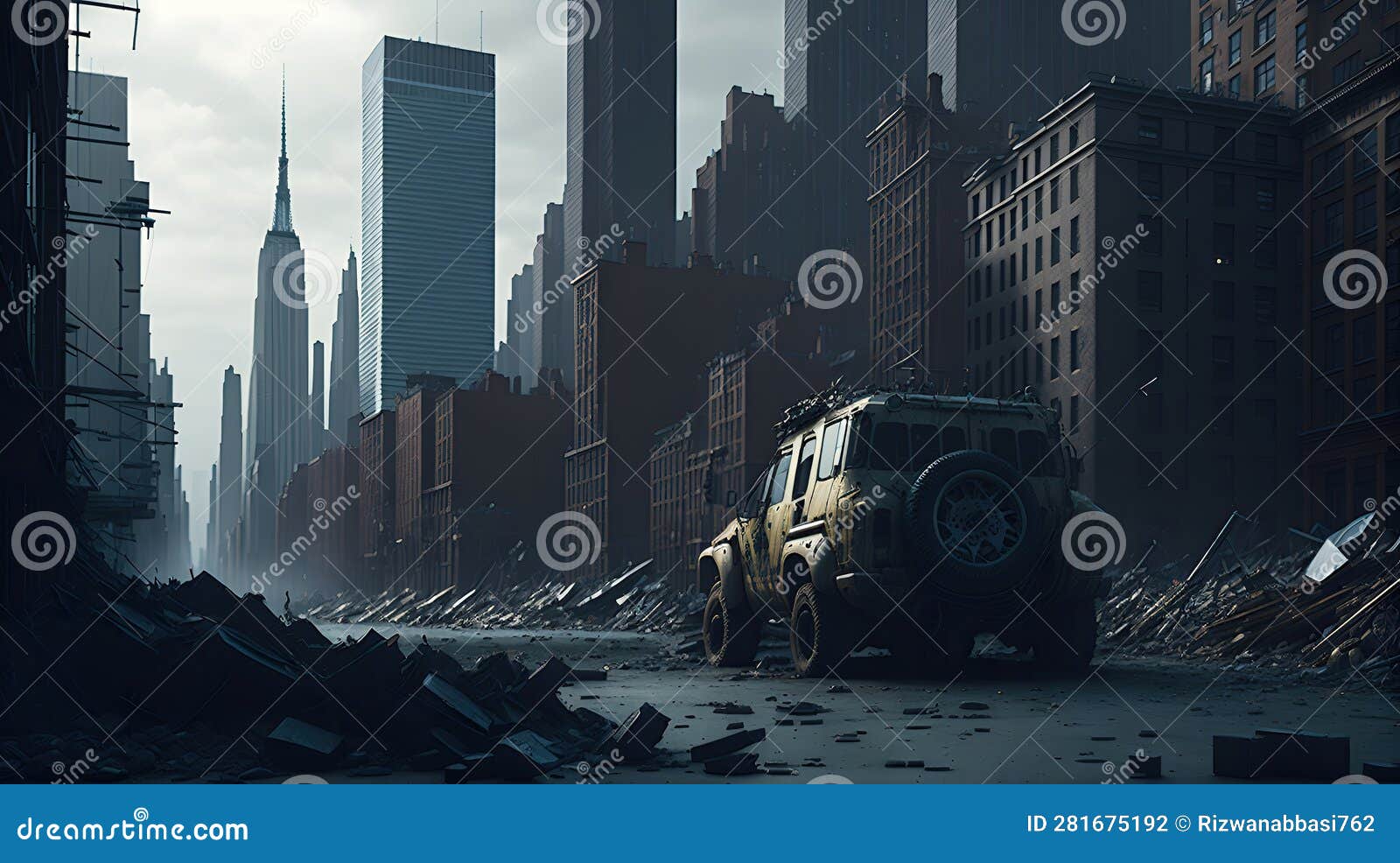 Cityscape Of A Post-apocalyptic City Overwhelmed By Fungus Illustration ...