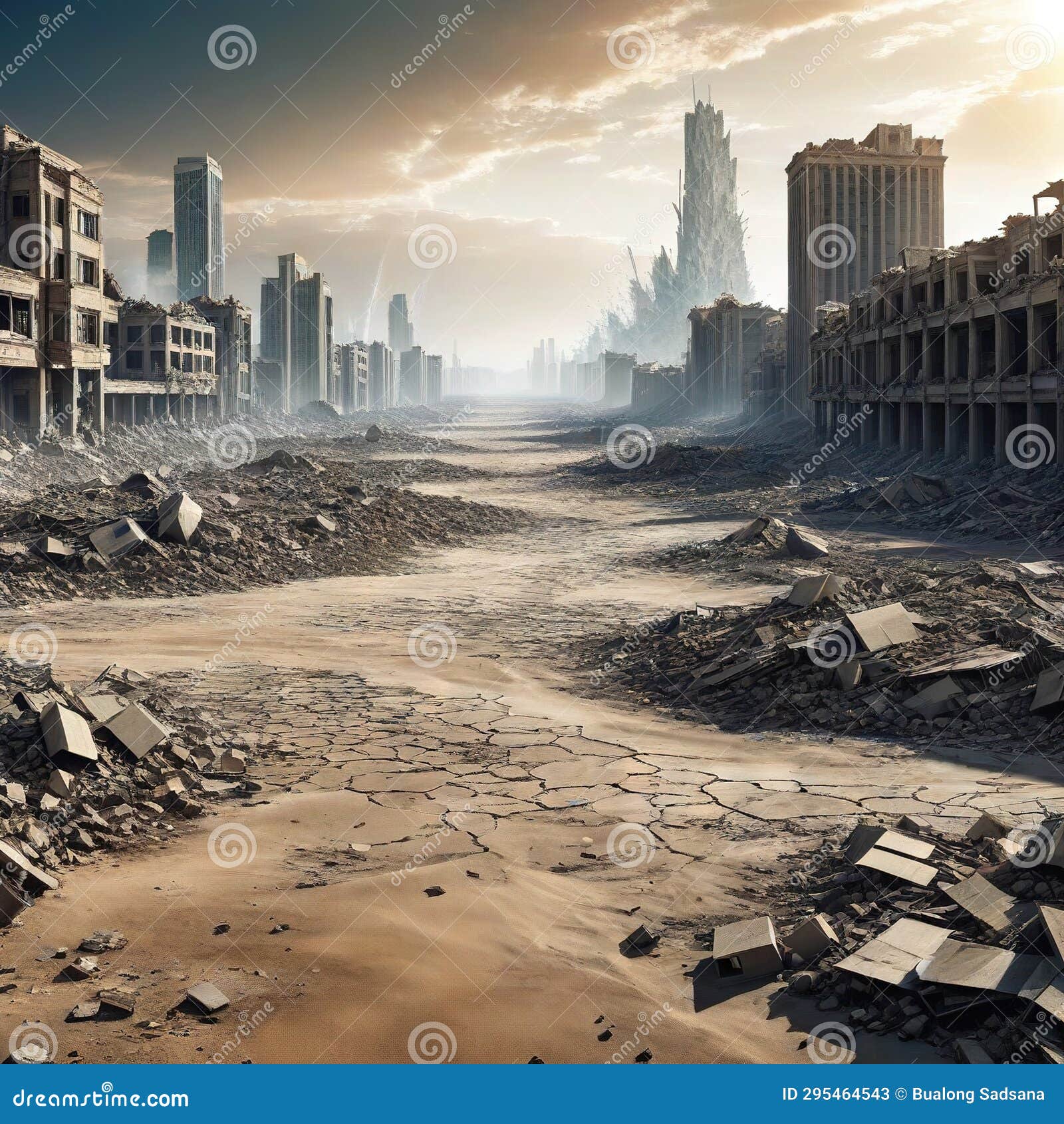 An a Post Apocalyptic Desolate City in Stock Illustration ...