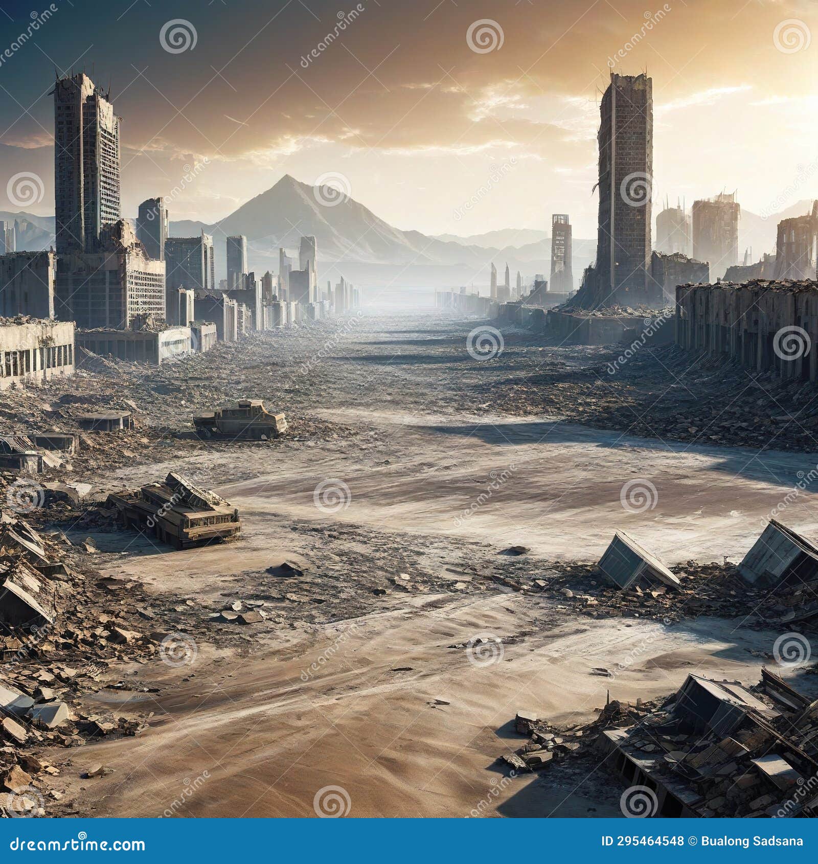 An a Post Apocalyptic Desolate City in Stock Illustration ...