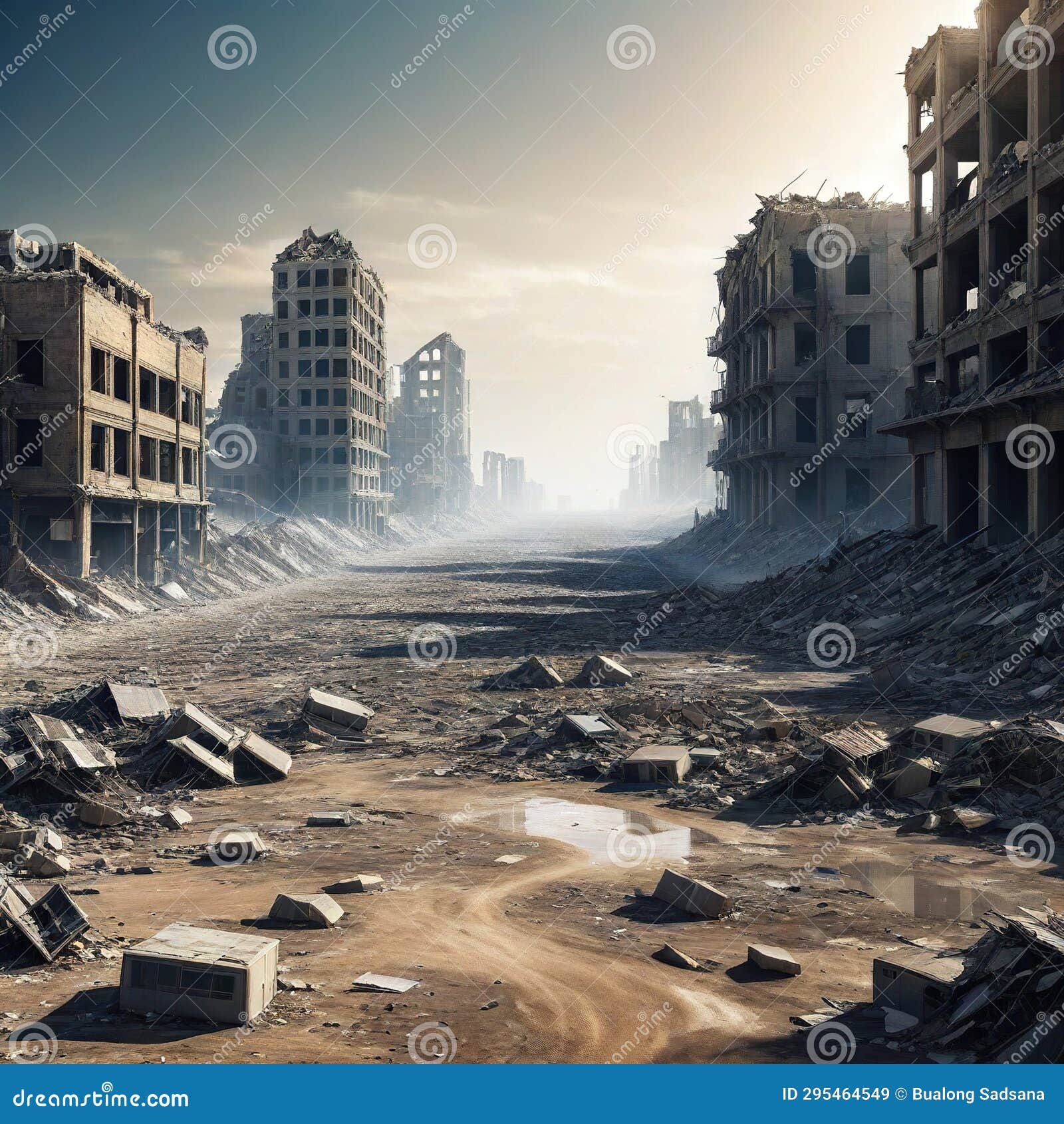 An a Post Apocalyptic Desolate City in Stock Illustration ...