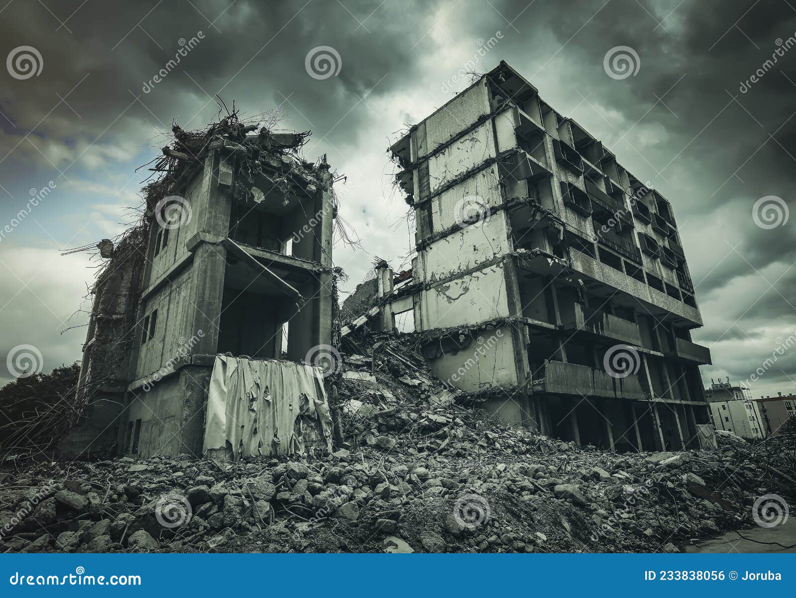 Post-apocalyptic Destroyed Building Stock Photo - Image of empty, city ...