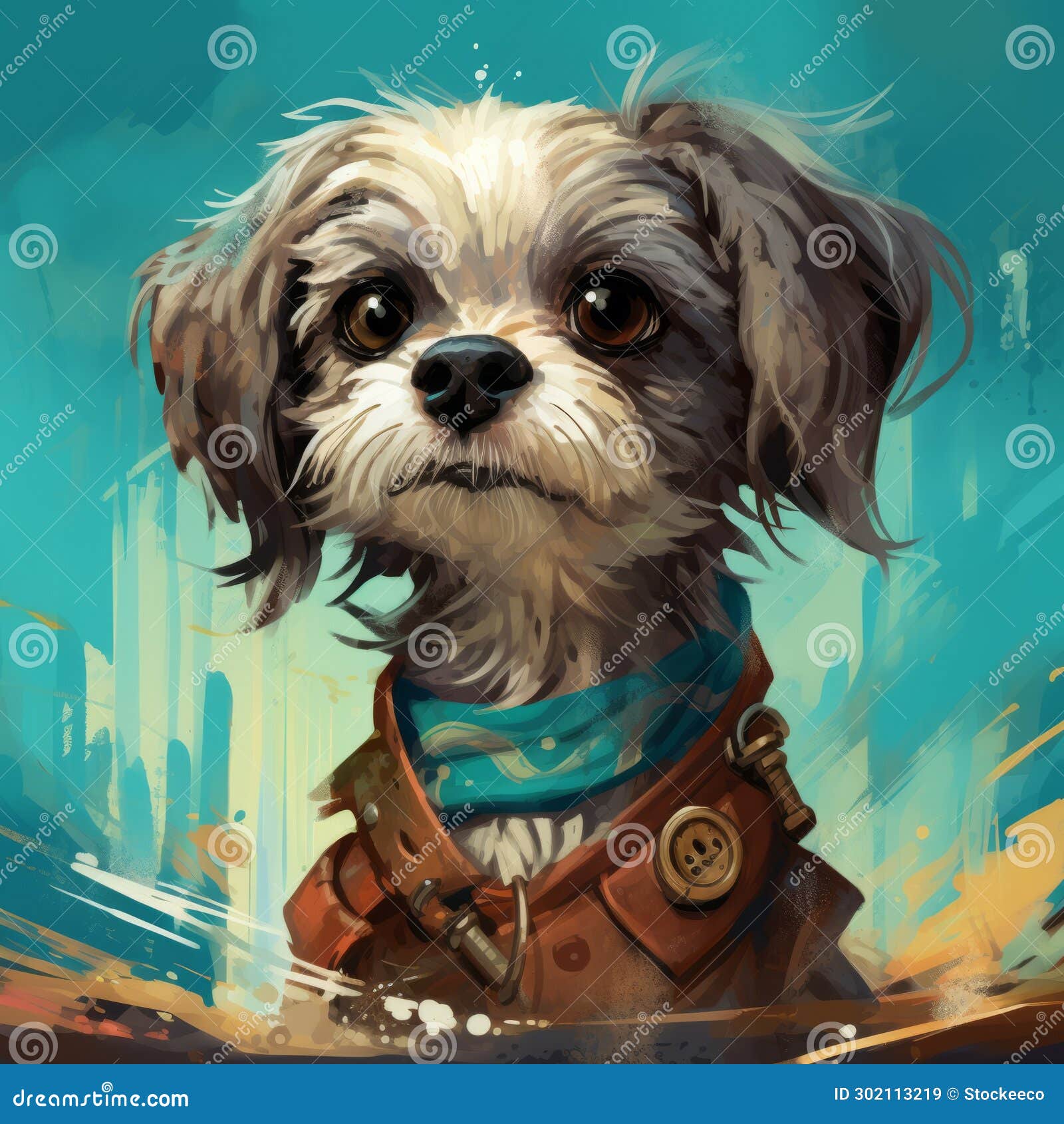 Post-apocalyptic Dog Artwork in Blue Jacket - Artgerm Style Stock ...