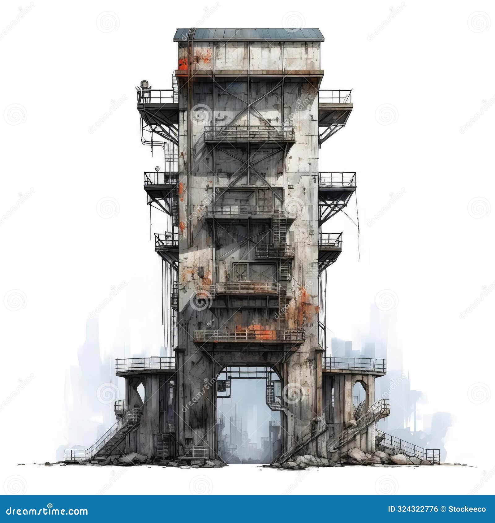Post-apocalyptic Elevator Illustration on a White Background Scene ...