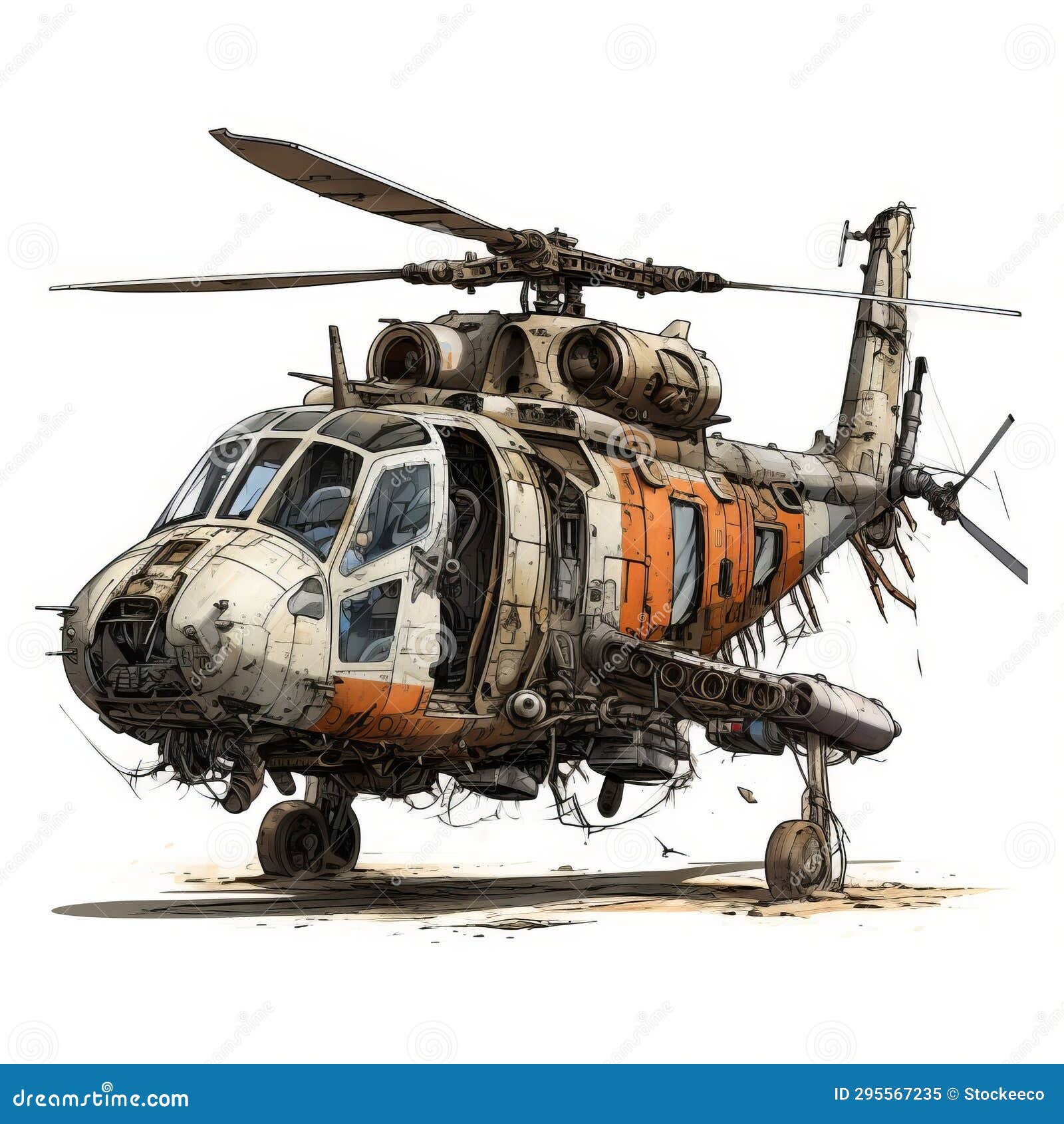 Post-apocalyptic Helicopter Illustration Realistic, Rusty, and ...