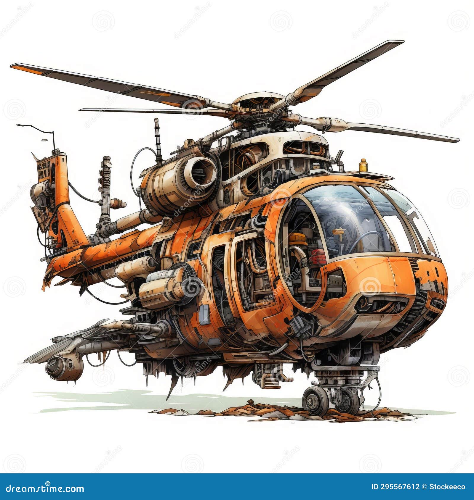 Post-apocalyptic Helicopter Illustration with Tony Diterlizzi Style ...