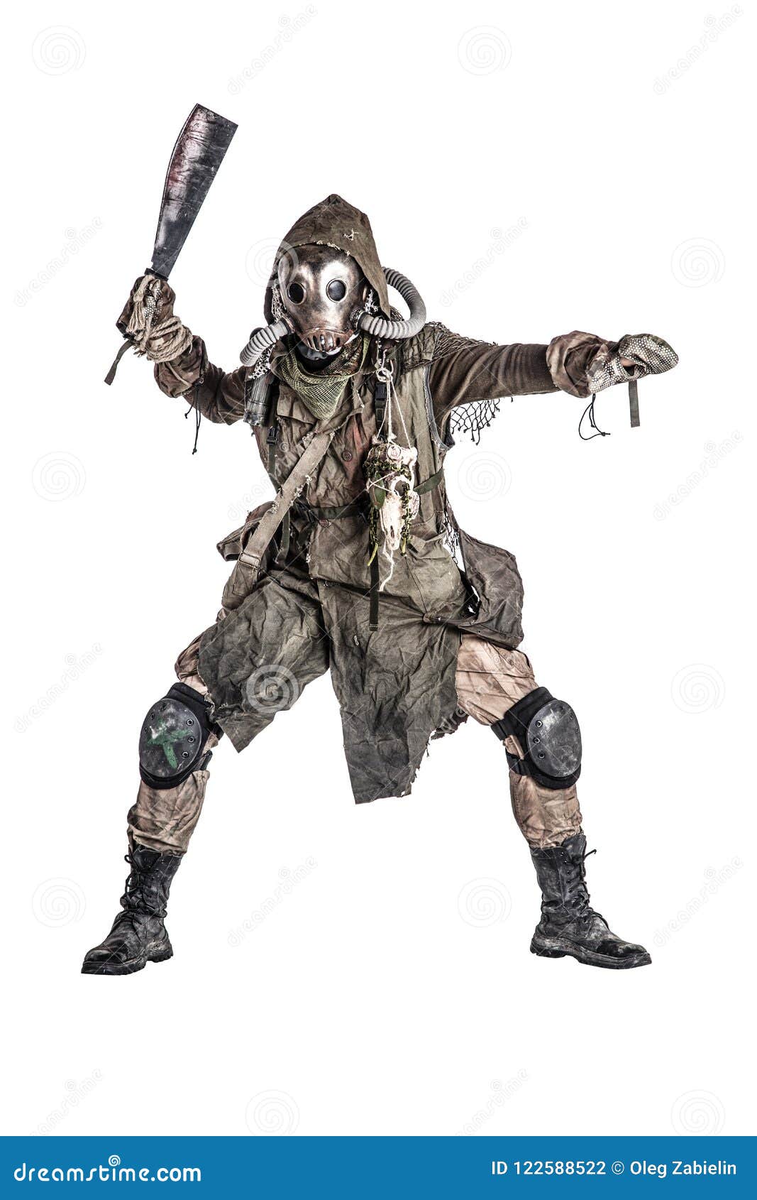 Post Apocalyptic Human Threatening with Cane Knife Stock Photo - Image ...