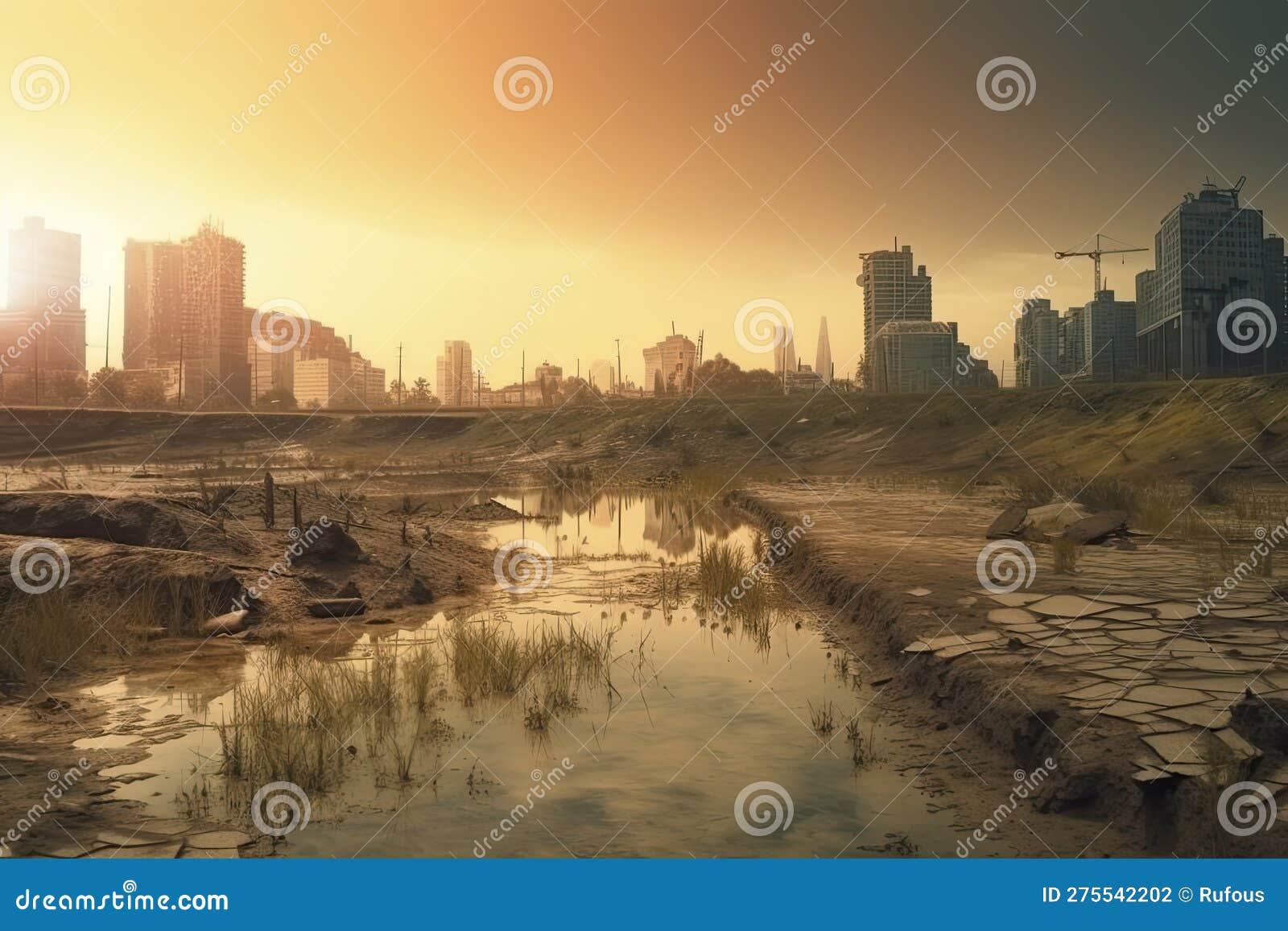 Post-apocalyptic Landscape. City after the Effects of Global Warming ...