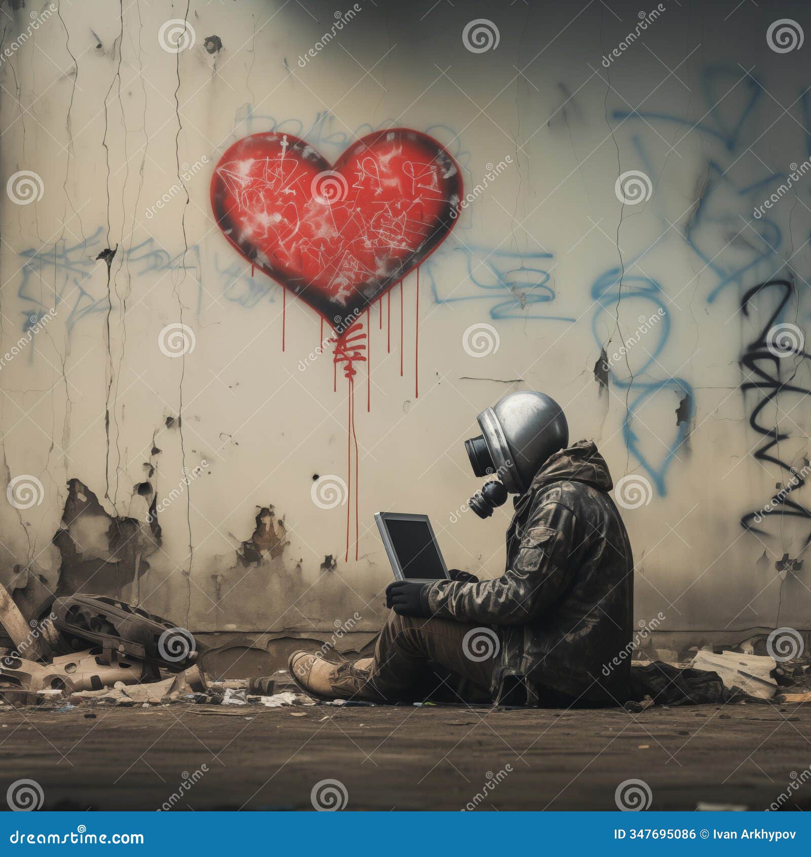Post-Apocalyptic Love and Technology Stock Illustration - Illustration ...
