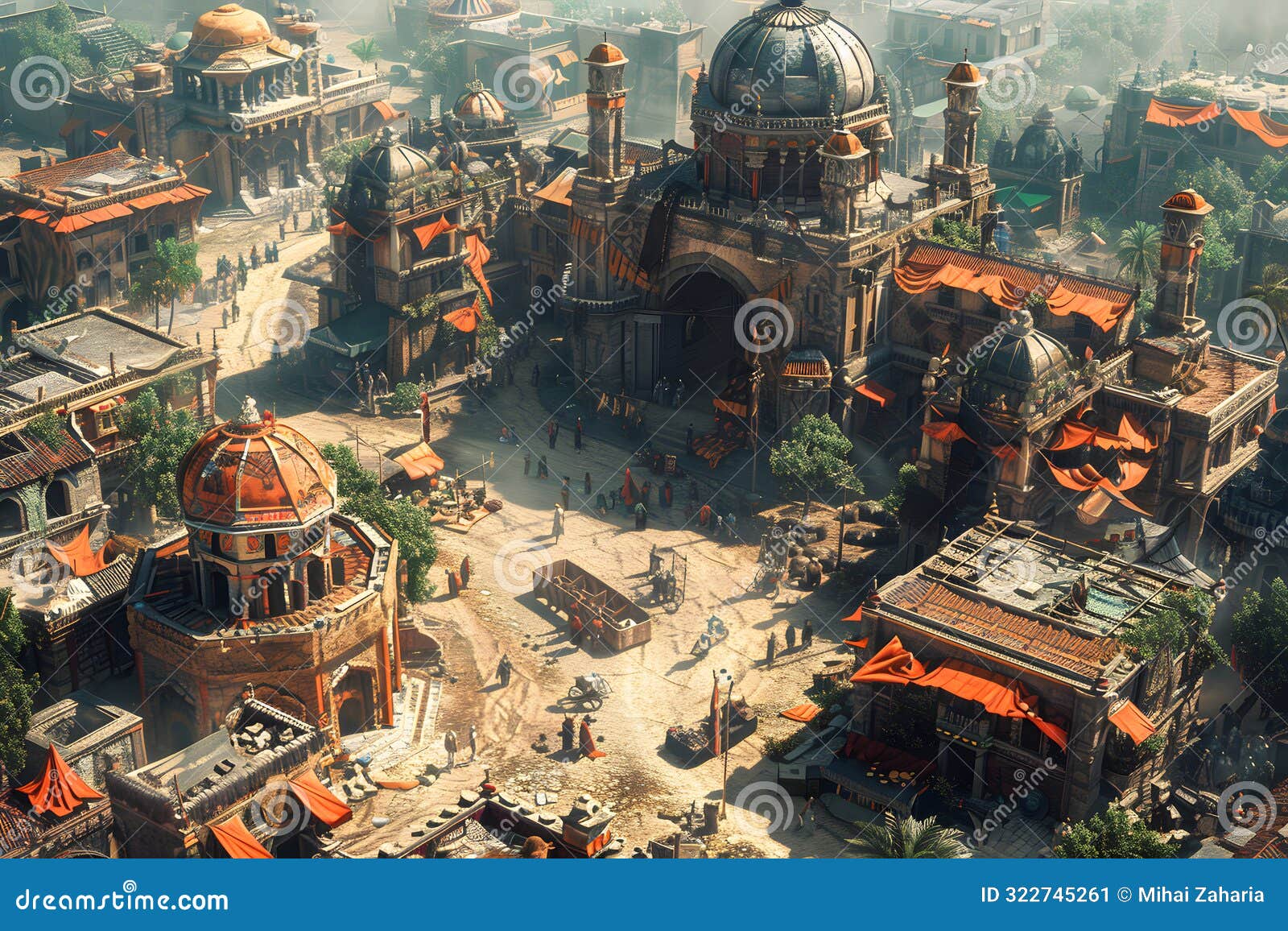 Post-Apocalyptic Marketplace with Makeshift Stalls and Bustling ...