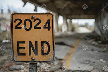 Post Apocalyptic Milestone: 2024 Conclusion. Stock Illustration ...