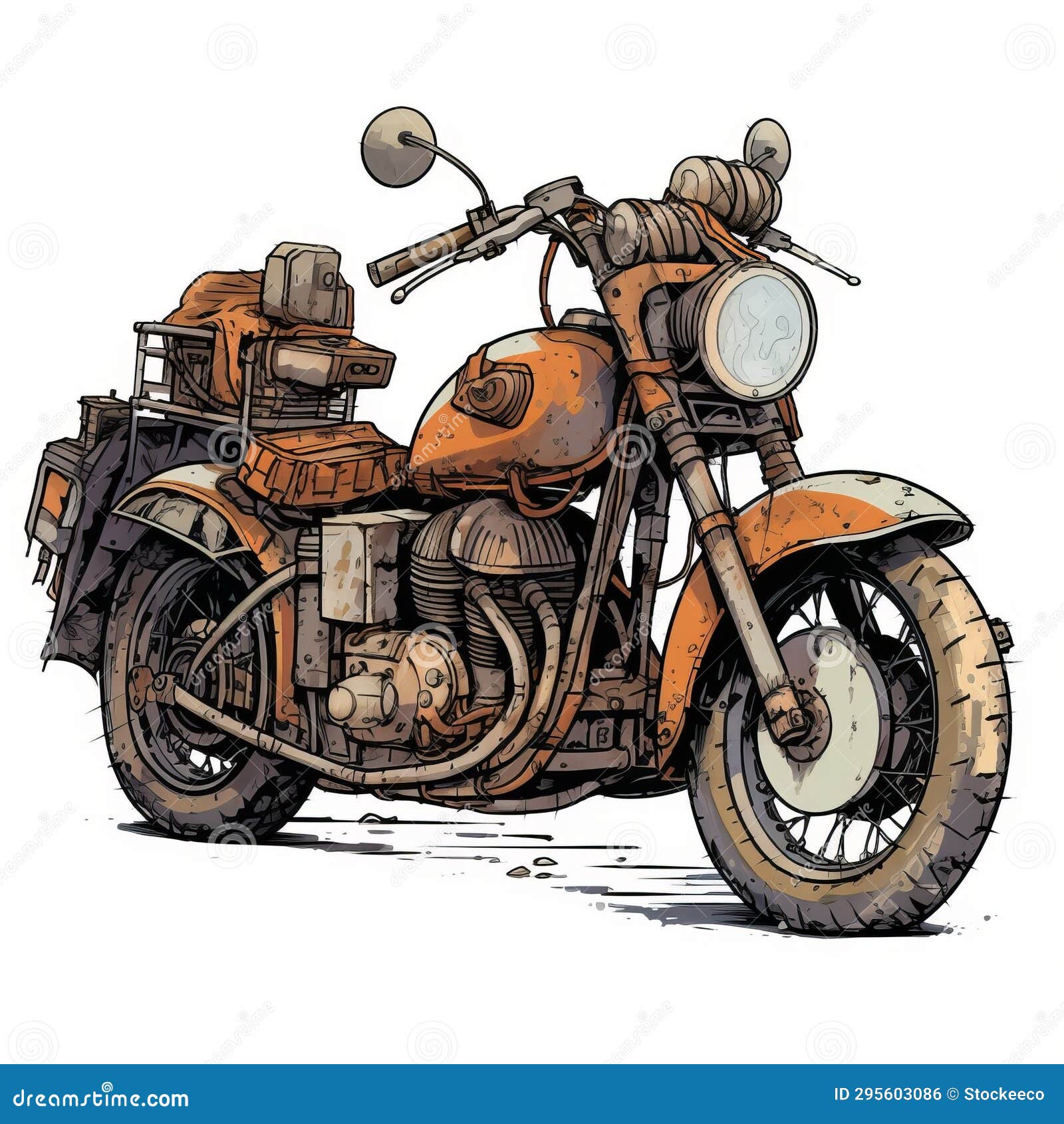 Post-apocalyptic Motorcycle Illustration with Charming Character and ...