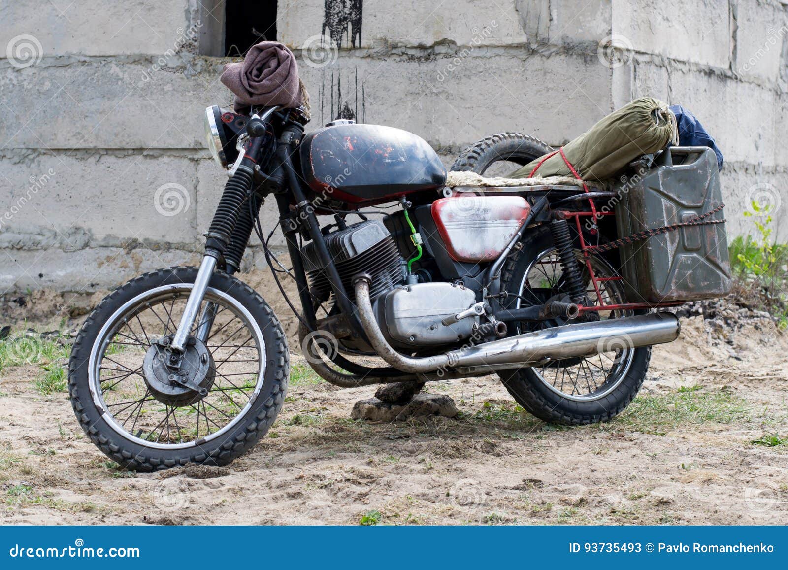 A Post Apocalyptic Motorcycle Near the Destroyed Building Stock Image ...