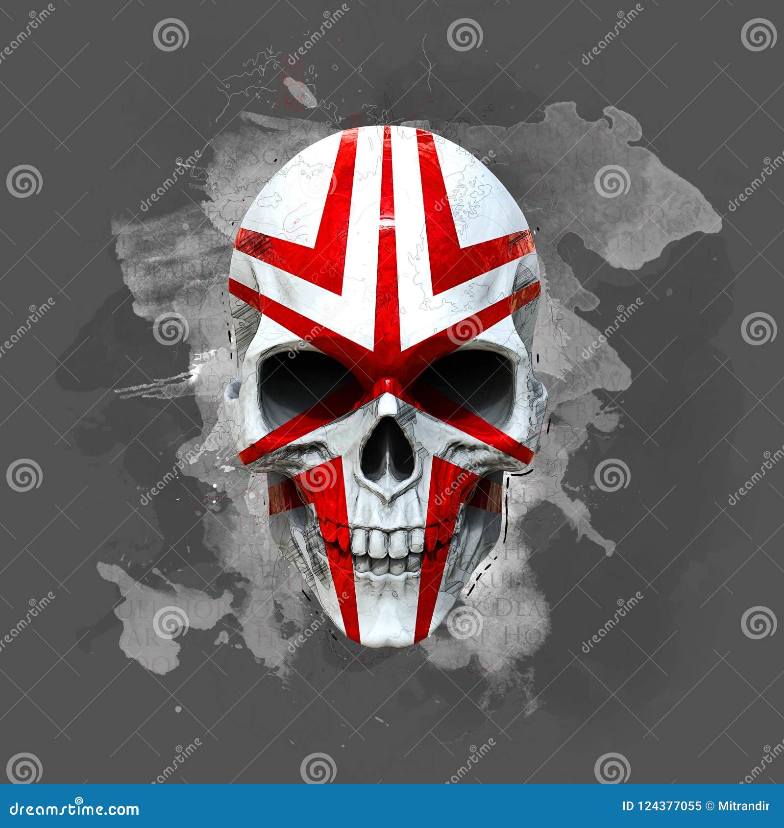 Post Apocalyptic Painted Skull Stock Illustration - Illustration of ...