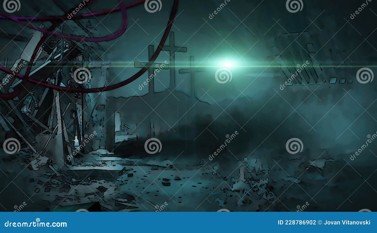 Post Apocalyptic Scene from Radioactive Zone Stock Illustration ...