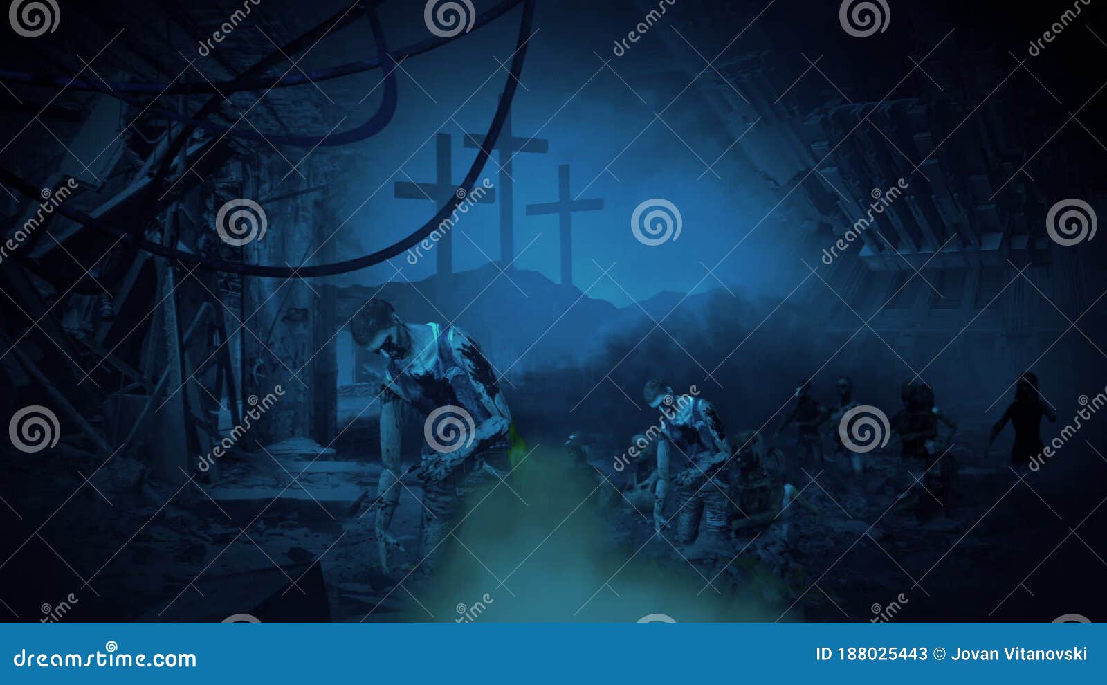 Post Apocalyptic Scene with Zombie Stock Video - Video of hell, dead ...