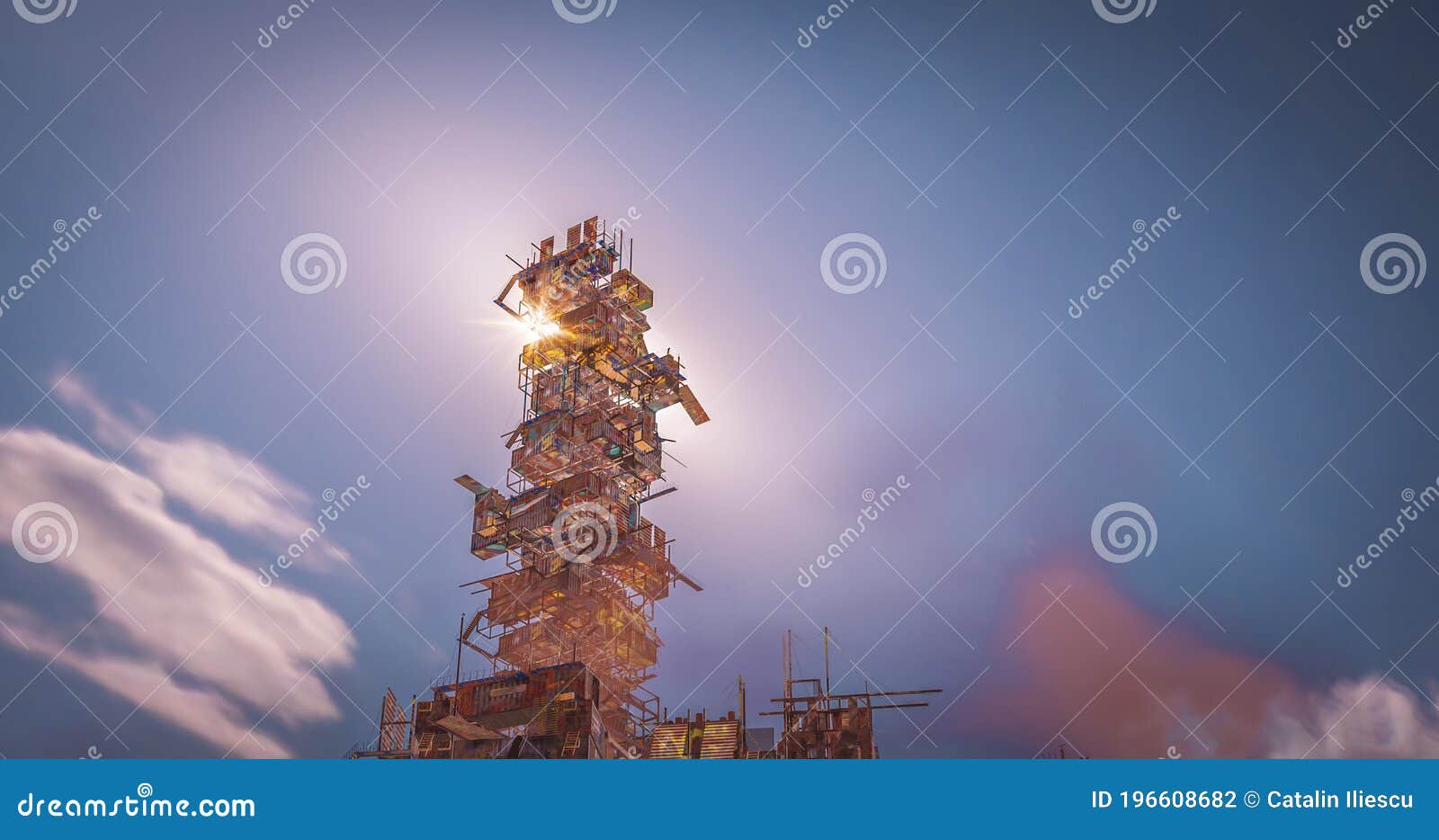 Post-apocalyptic Shipping Container City Future World Of Draught, Dust ...