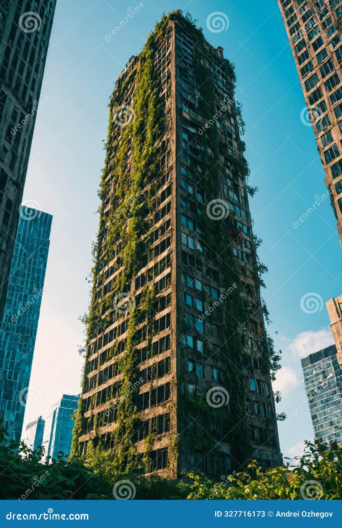 Post-Apocalyptic Skyscraper with Plants Growing on it Stock Image ...