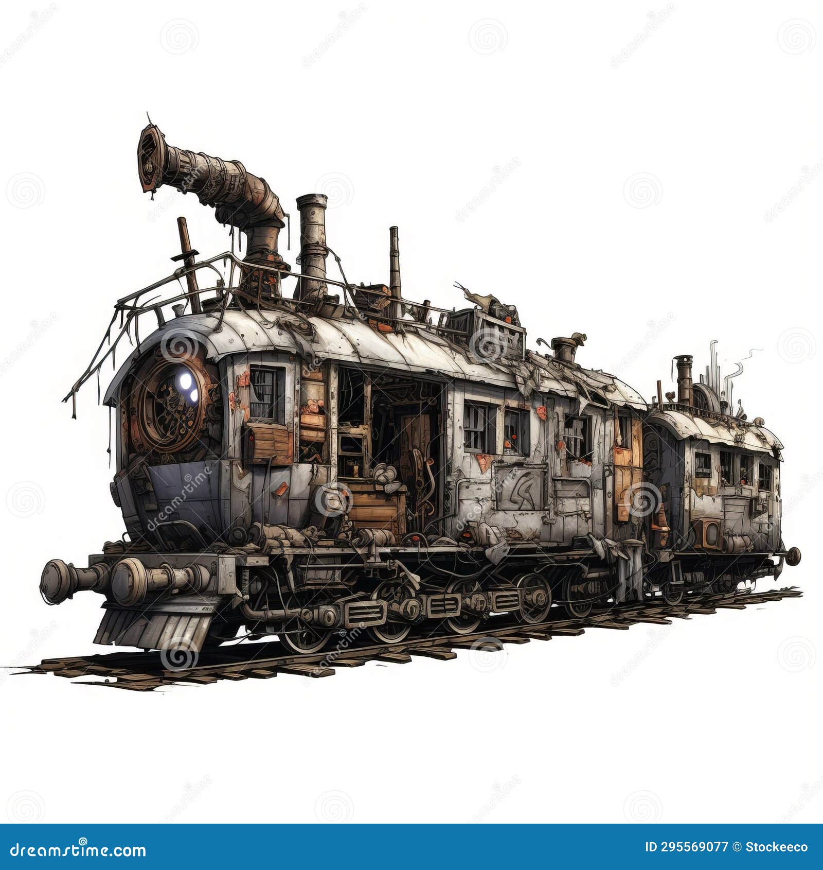 Post-apocalyptic Steampunk Train Illustration Stock Illustration ...