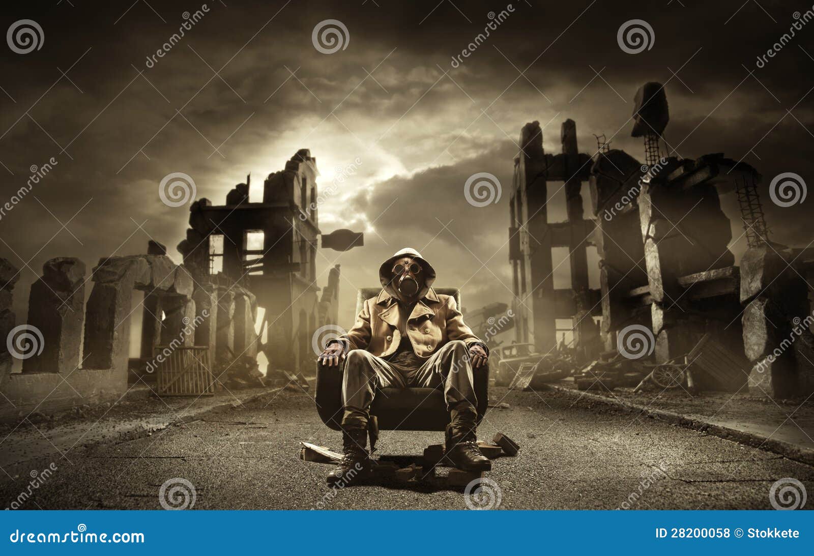 Post Apocalyptic Survivor In Gas Mask Stock Photo - Image: 28200058