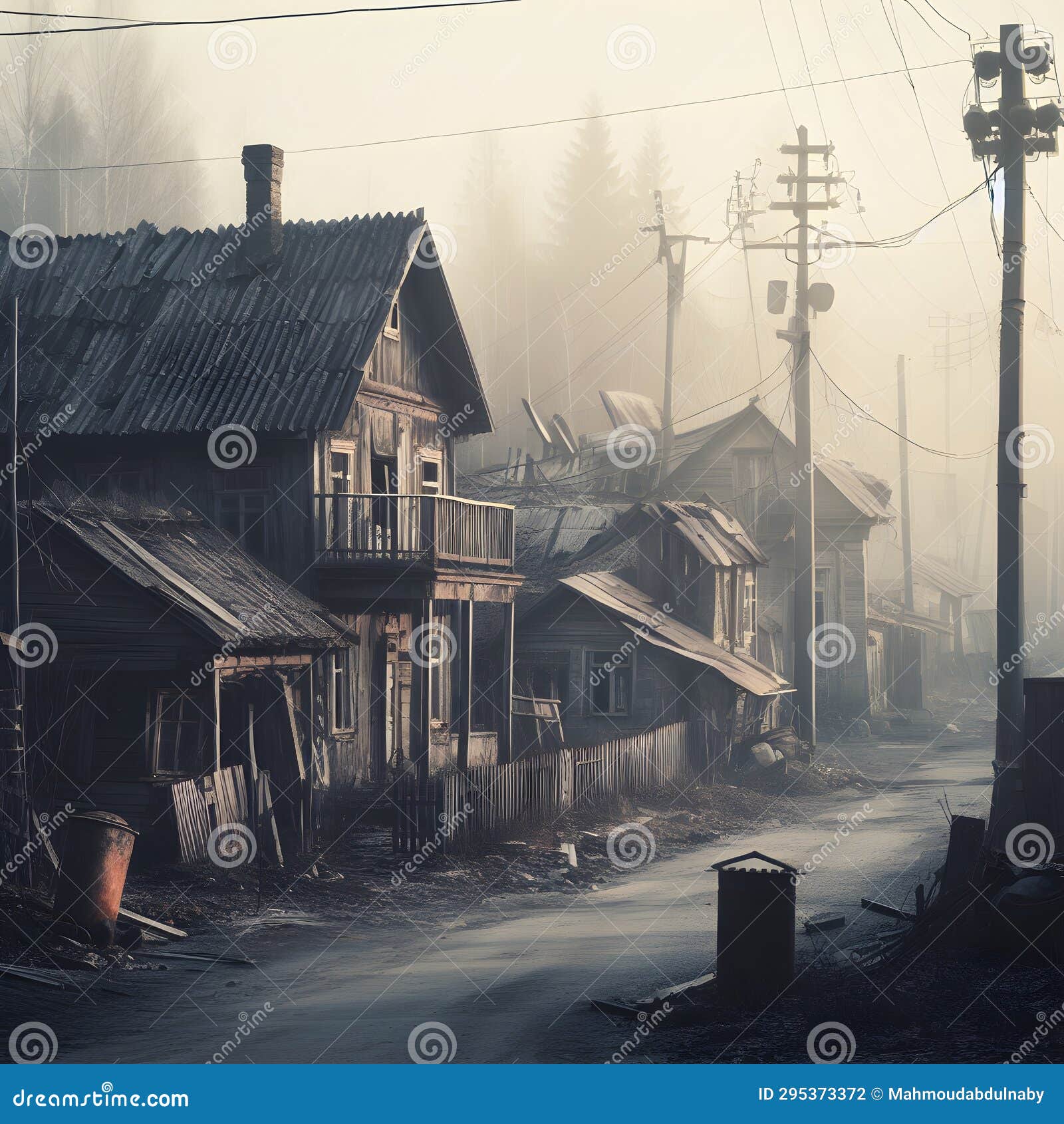 Post-Apocalyptic Town stock illustration. Illustration of alley - 295373372
