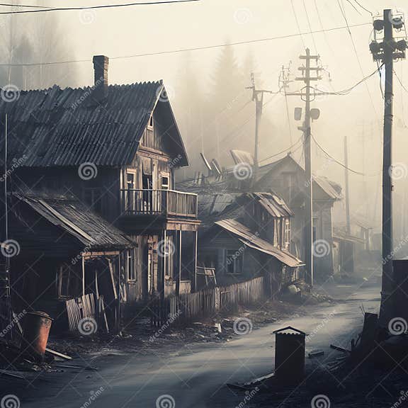 Post-Apocalyptic Town stock illustration. Illustration of alley - 295373372