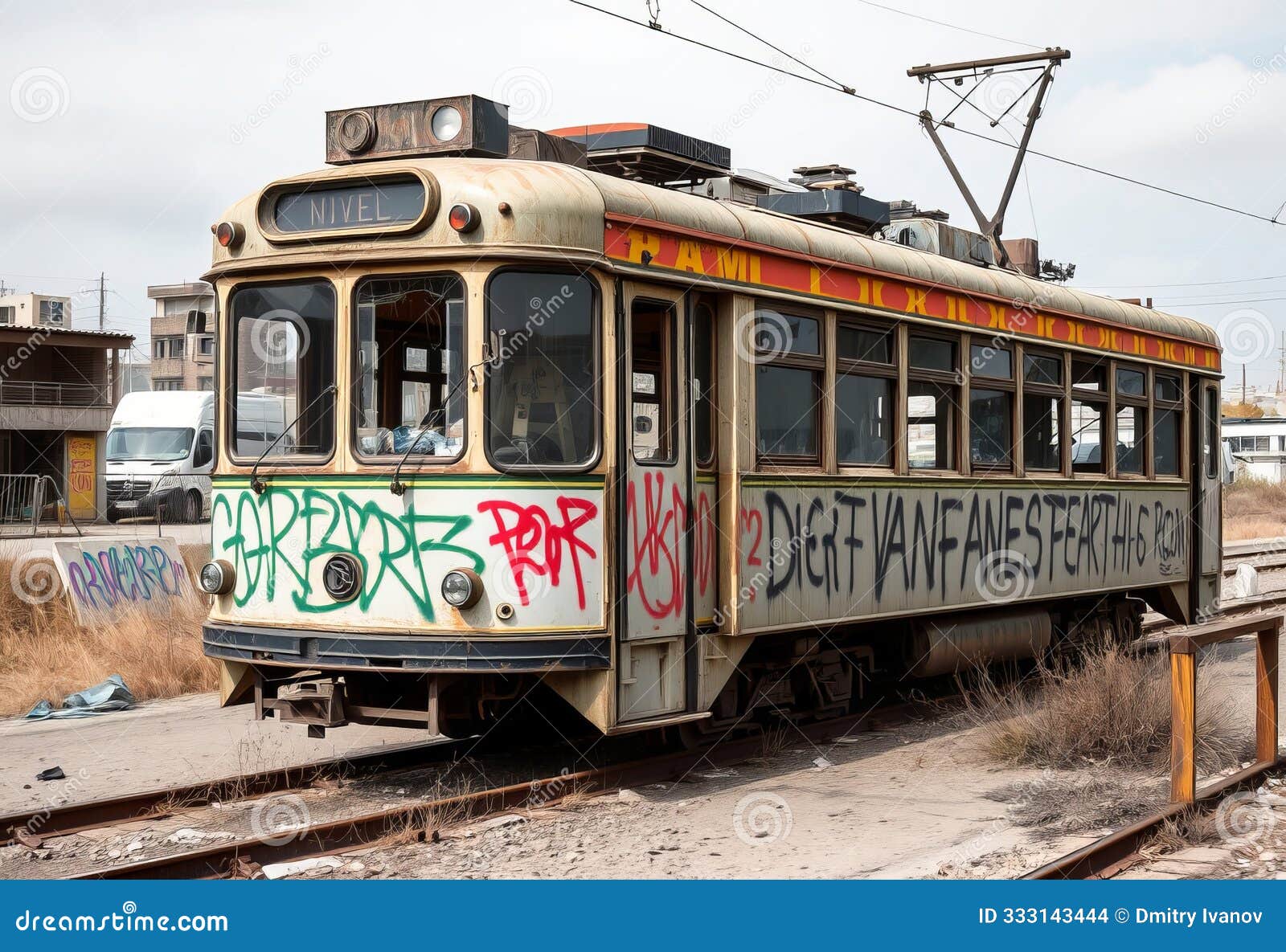 Post Apocalyptic Tram a Worn Graffiti C Rare Odd Stock Photo - Image of ...
