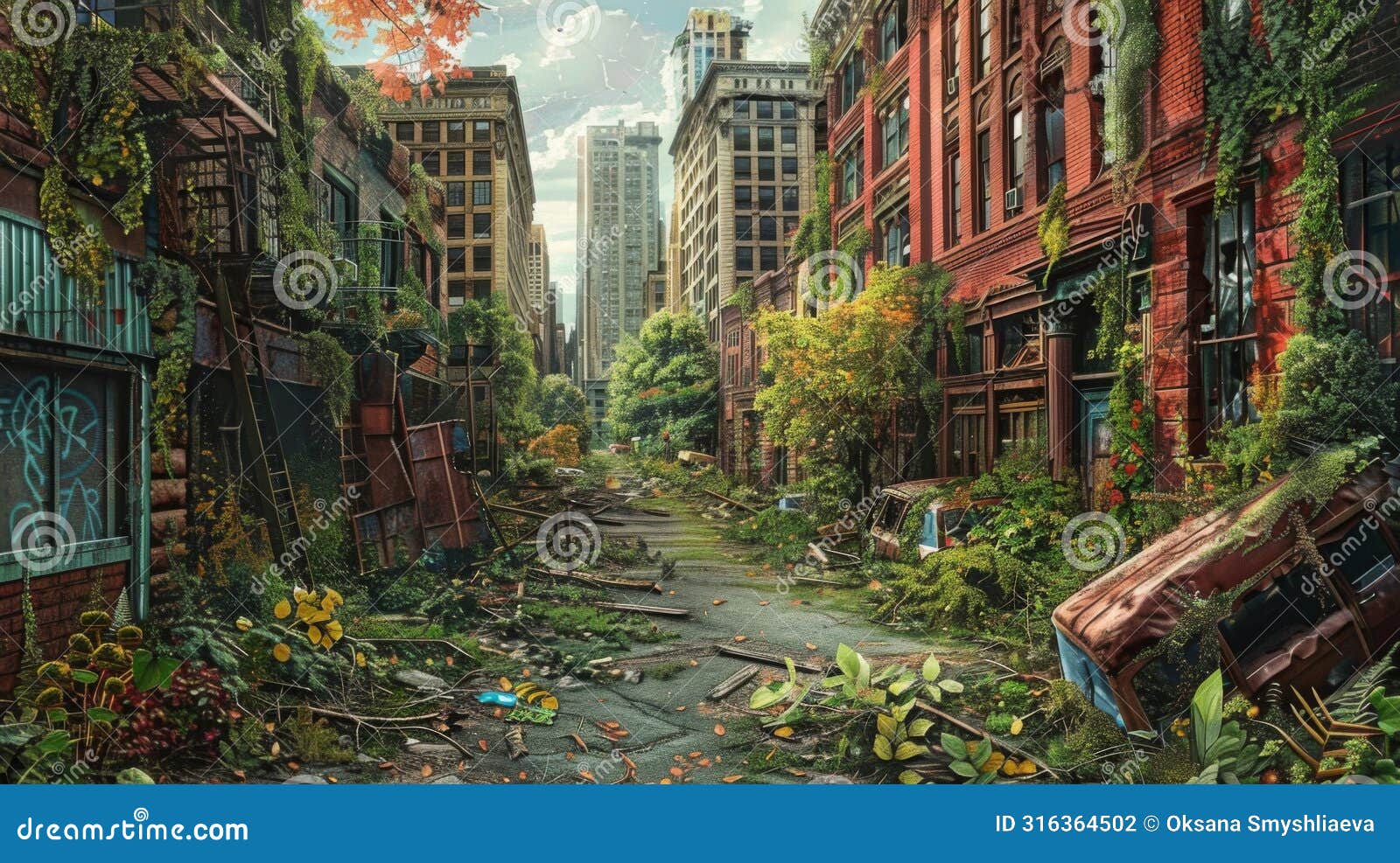 Post-Apocalyptic Urban Landscape Overrun by Nature Stock Photo - Image ...