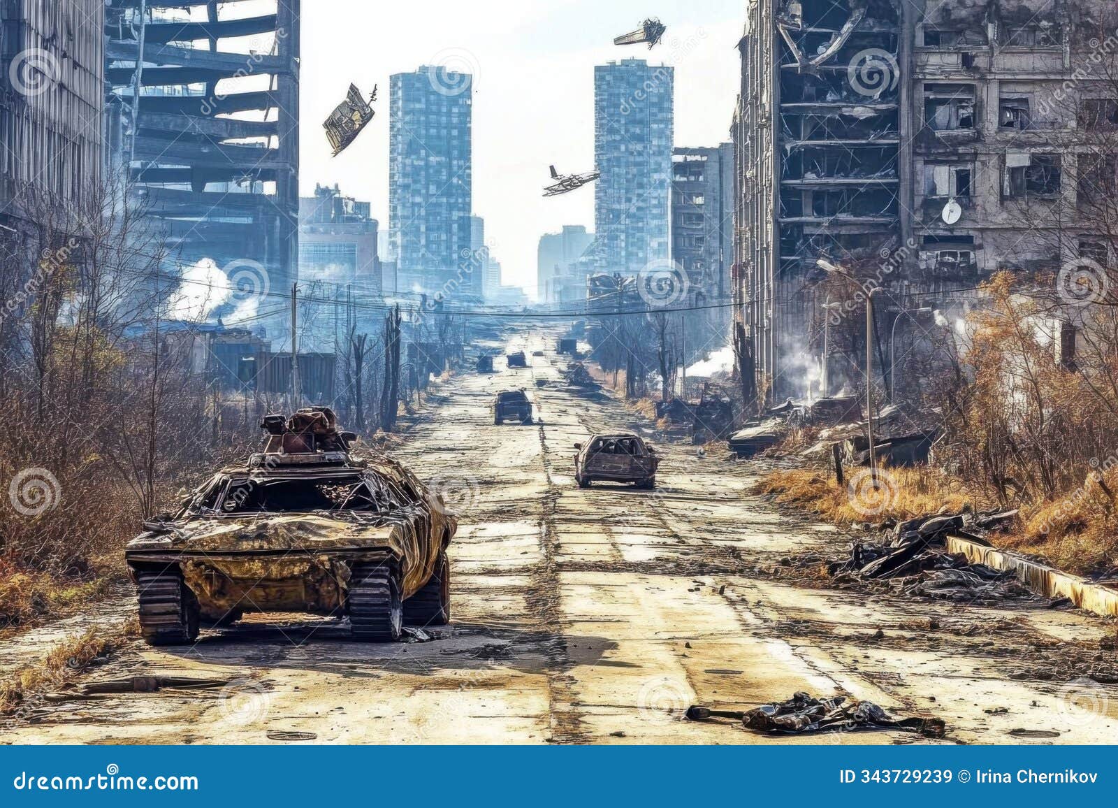 Devastation Of Post War City Ruins Military Bombing Aftermath And ...