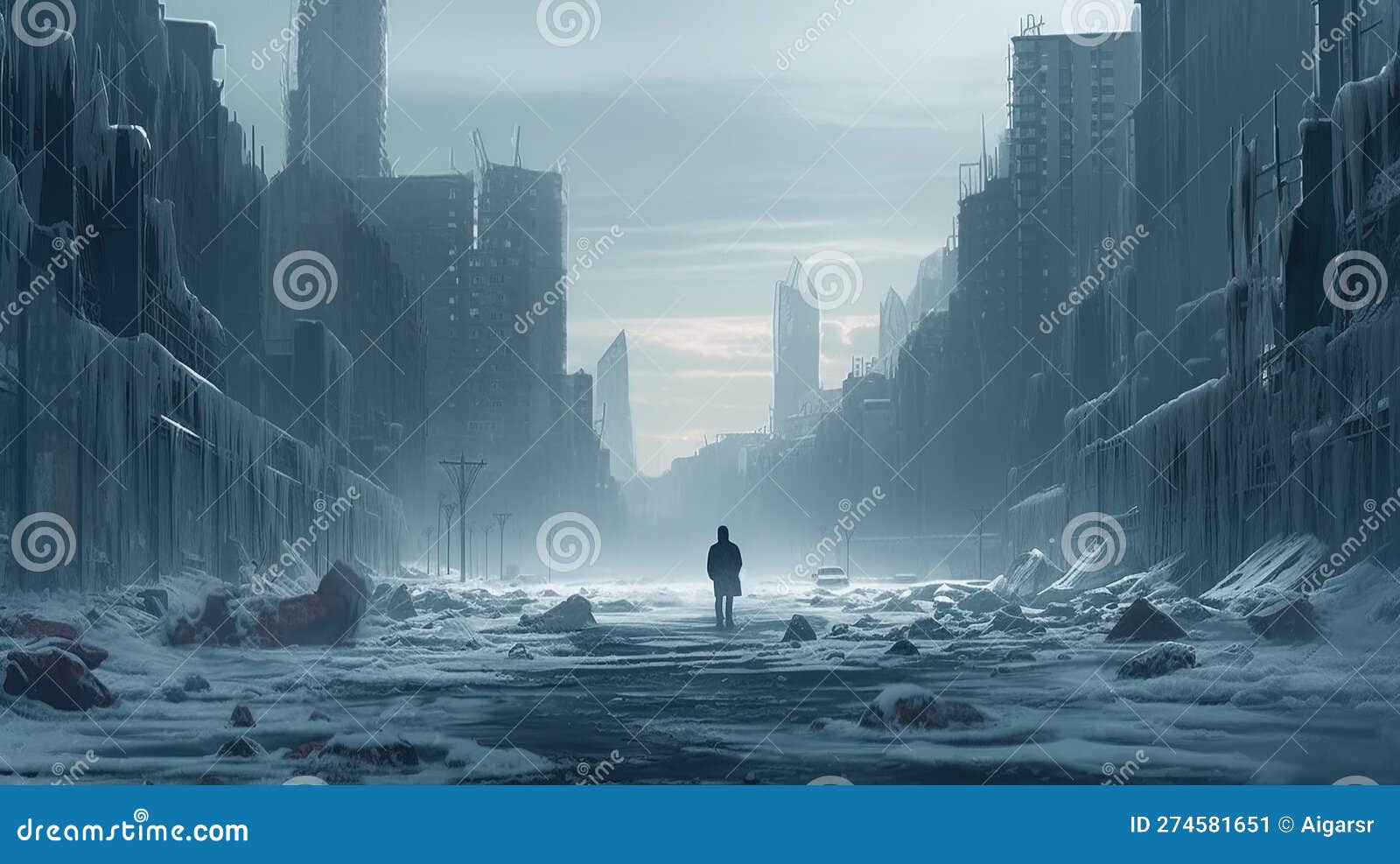 Apocalyptic View Of Destroyed City Buildings, Post Apocalypse After ...