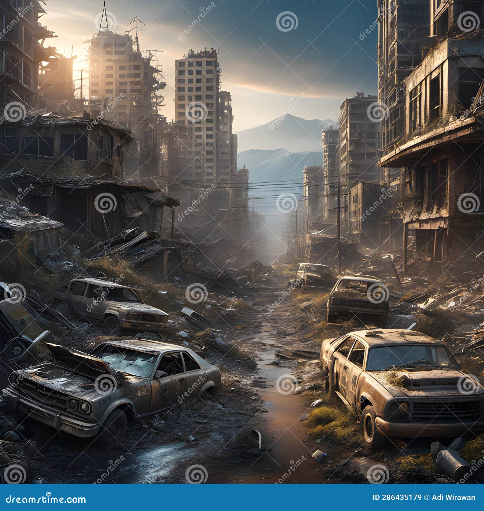 Post Apocalyptic Wasteland Design Illustration Stock Illustration ...