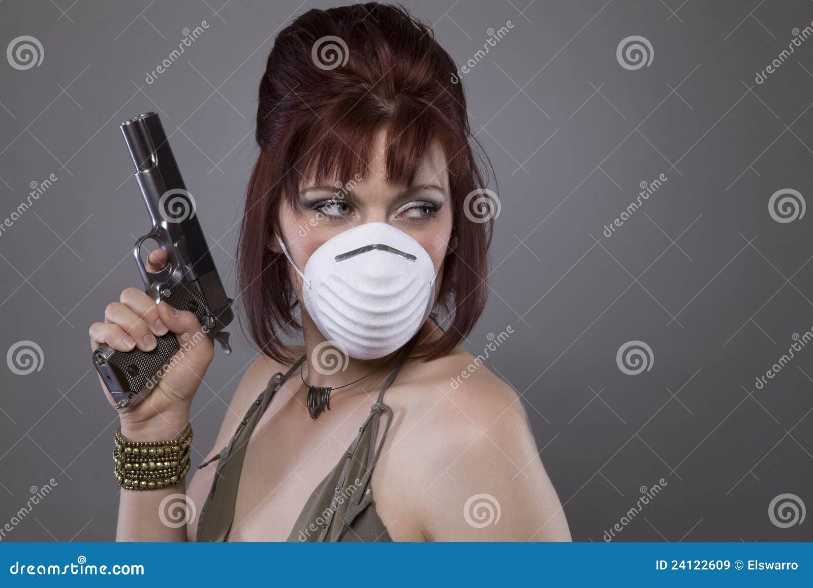 Post Apocalyptic Woman Pointing Gun Stock Image - Image of femme ...