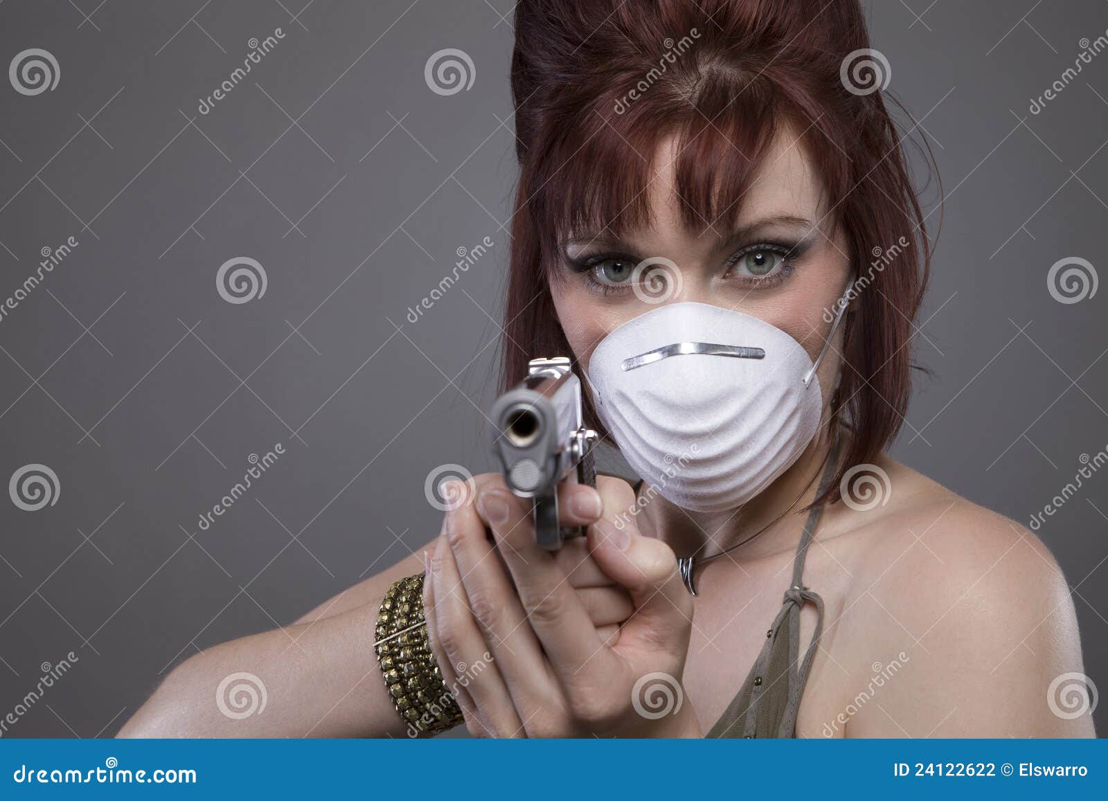Post Apocalyptic Woman Pointing Gun Stock Photo - Image of eccentric ...