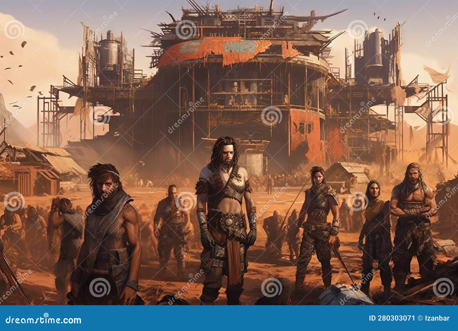 Post Apocalyptic World Tribes Illustration Generative Ai Stock ...