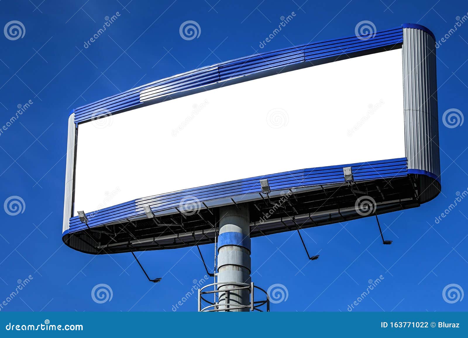 Post with Billboards Over Blue Sky Background Stock Photo - Image of ...