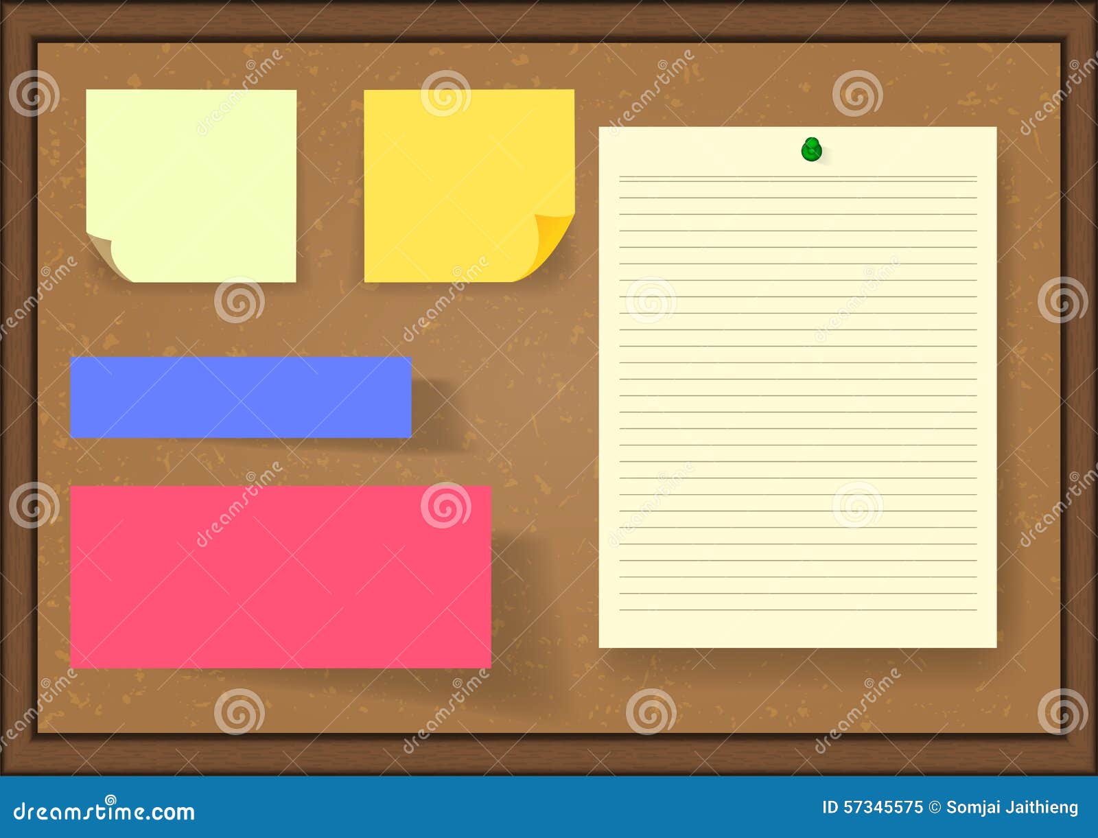 Post it on board. stock vector. Illustration of message - 57345575