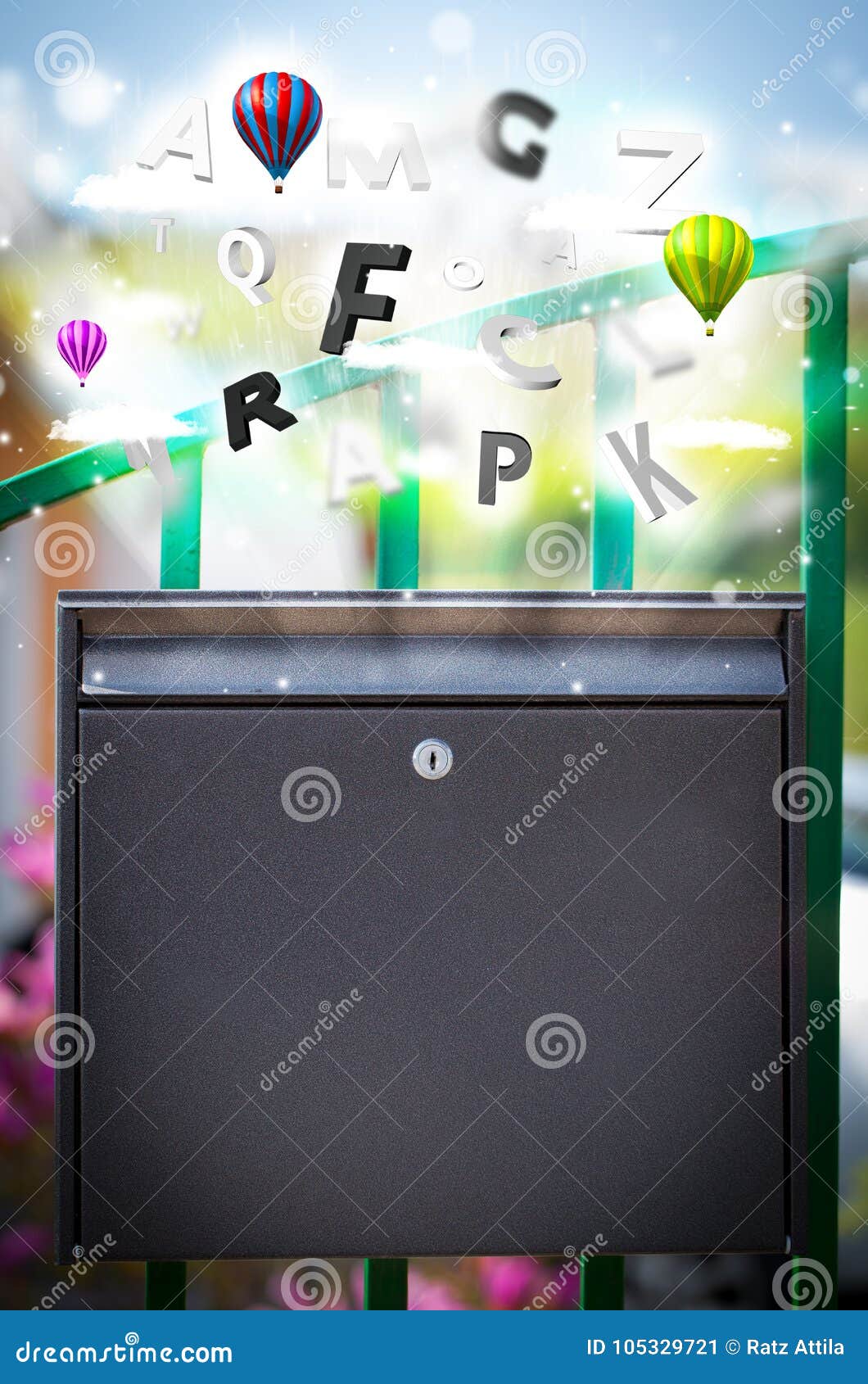 Post Box with Colorful Letters Stock Image - Image of glow, close ...