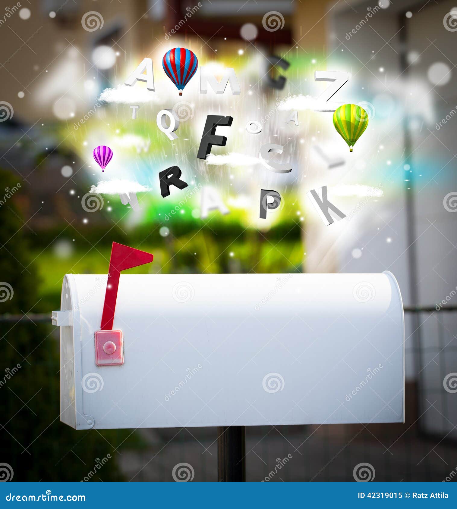 Post Box with Colorful Letters Stock Image - Image of package, letters ...