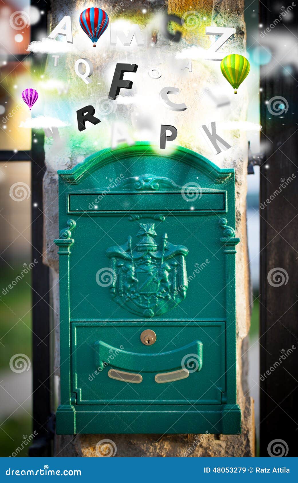 Post Box with Colorful Letters Stock Image - Image of classic, card ...