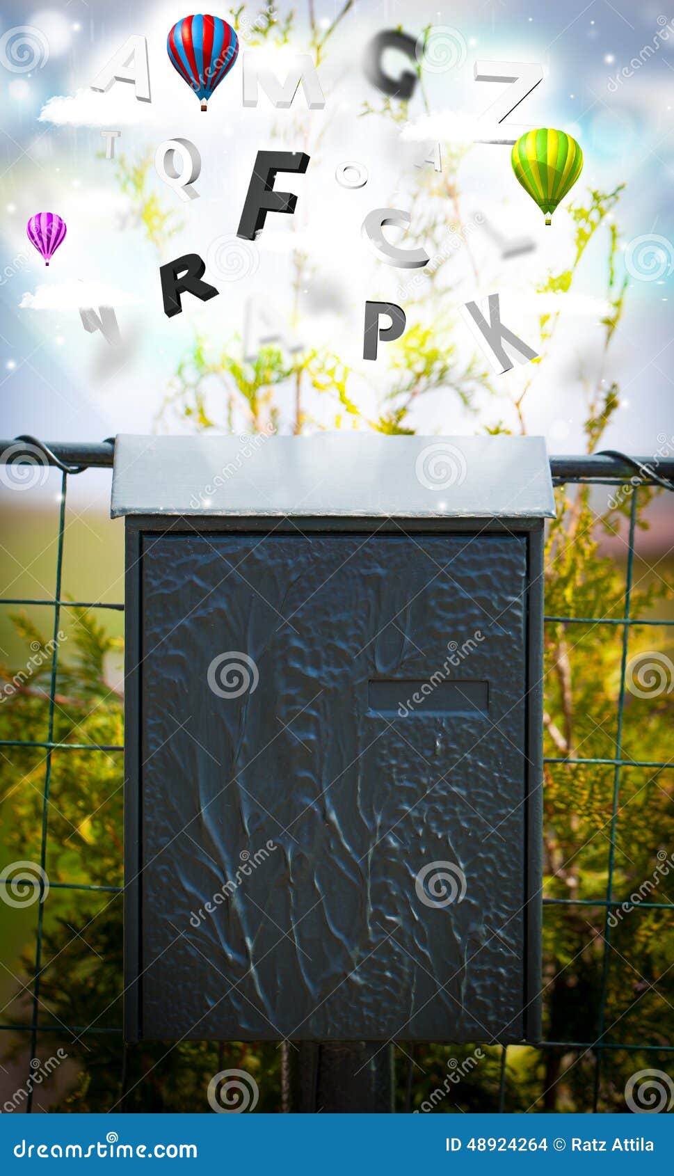 Post Box with Colorful Letters Stock Photo - Image of color, email ...