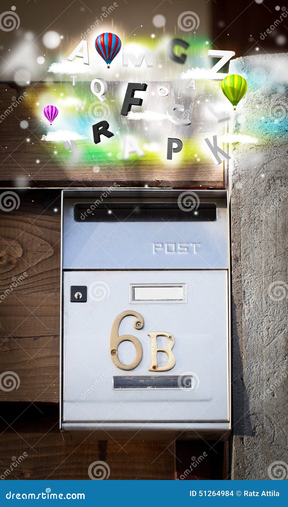 Post Box with Colorful Letters Stock Photo - Image of balloon, package ...